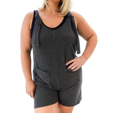 Zenana's Plus Size Sleeveless Romper with Elastic Waist & Keyhole Back ...