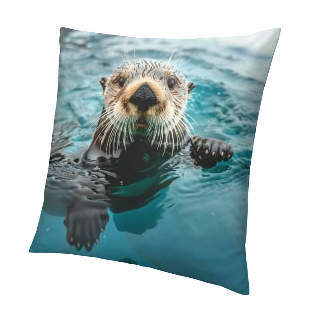 Lovely Otter Pillow Covers Abstract Blue Print Pillow Cases for Kids ...