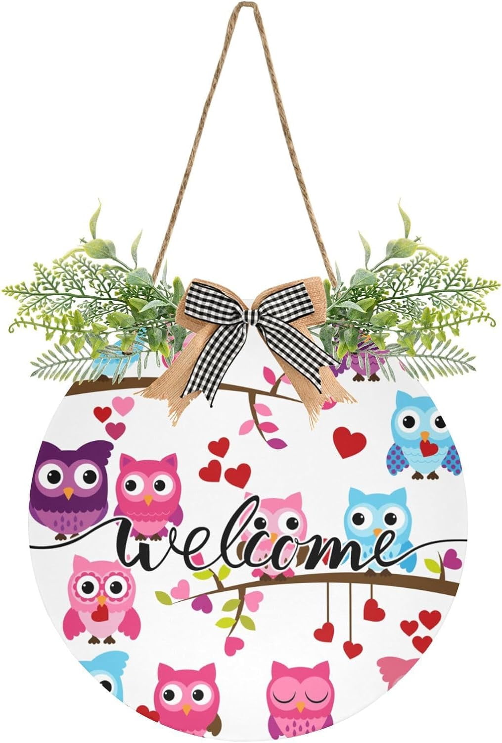 Lovely Owl Welcome Sign Farmhouse Front Porch Door Hanging Welcome ...