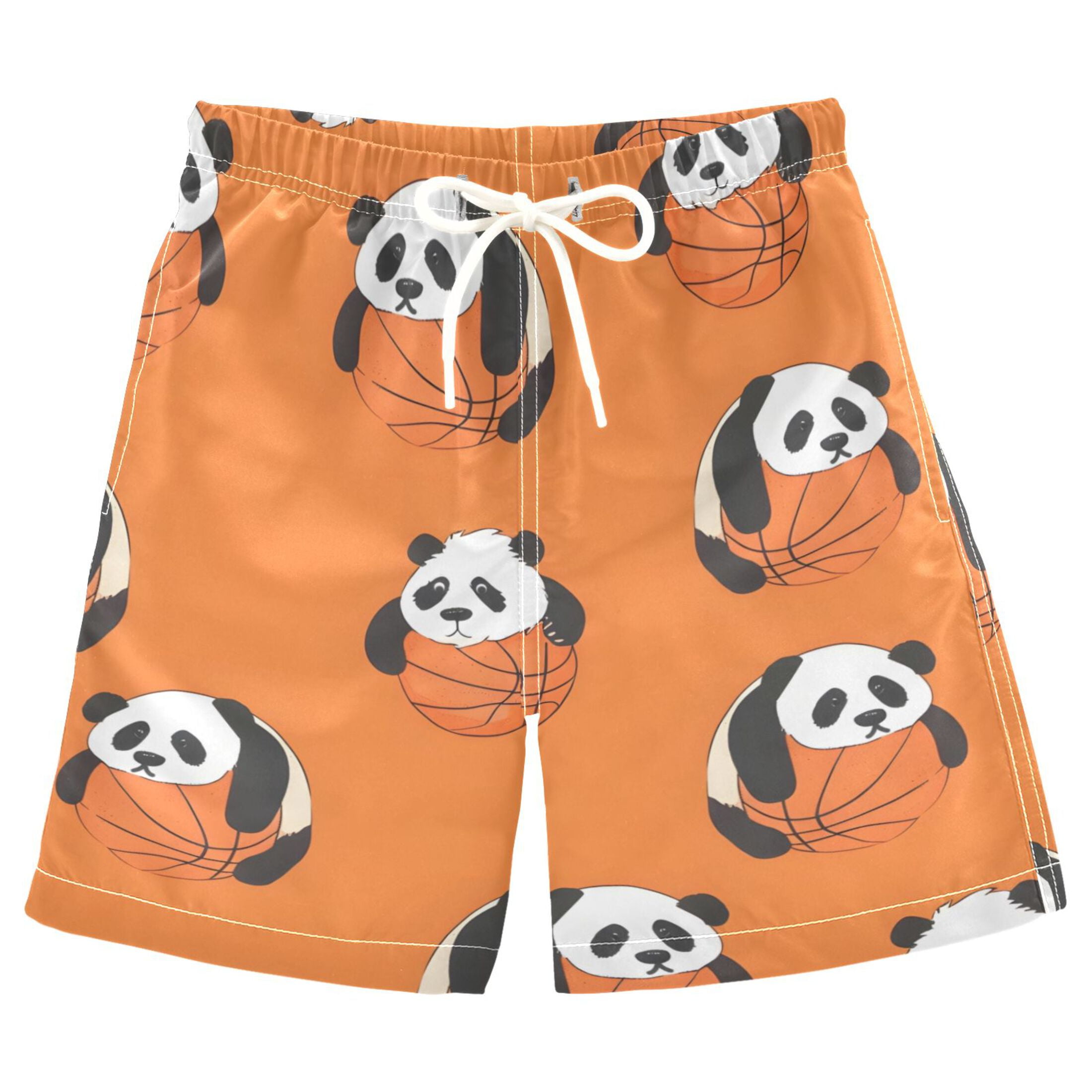 Lovely Pandas Hug Basketballs Boys' Beach Pants Board Shorts Swim ...