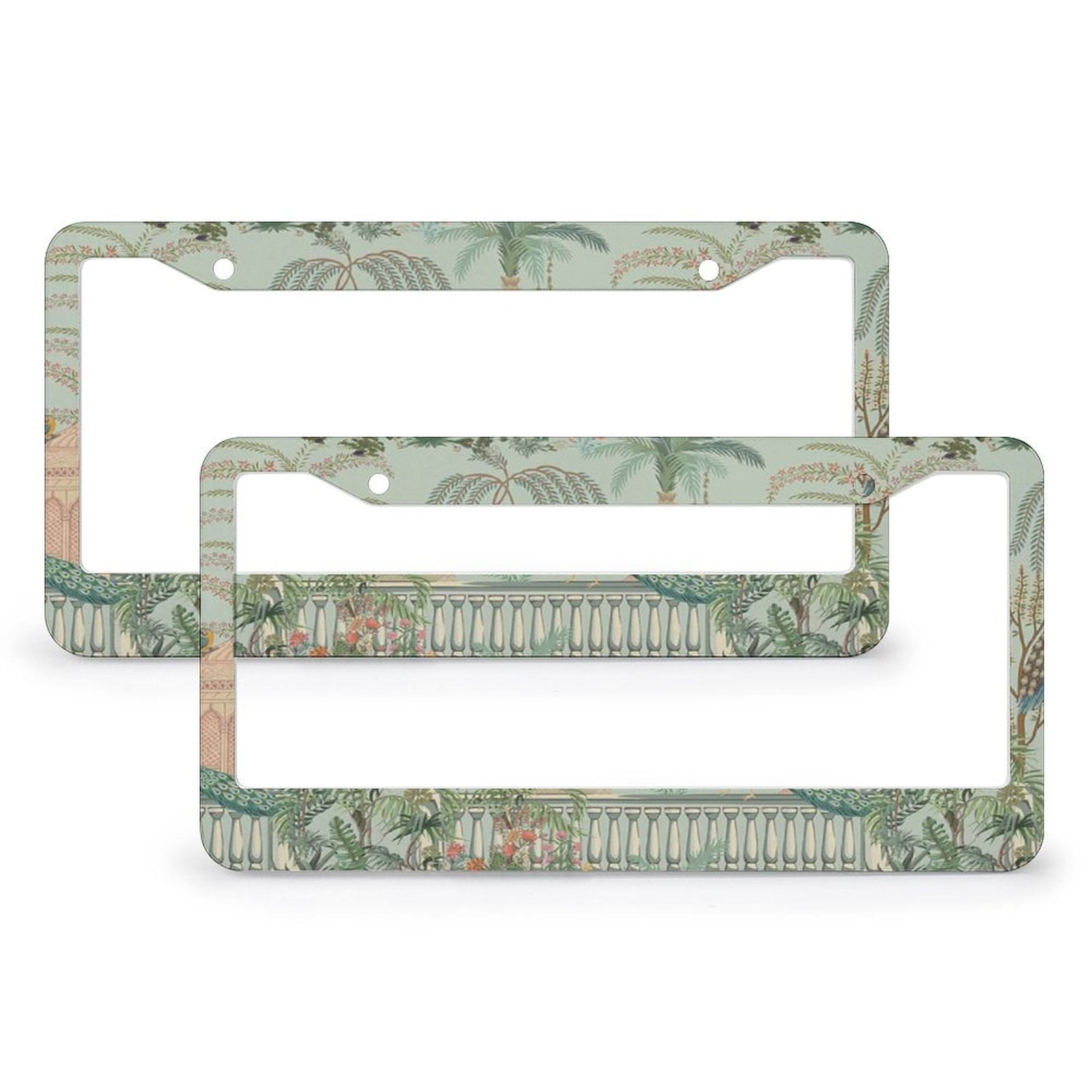Lovely Peacocks Aluminum Metal Car License Plate Frame Covers With 2 ...