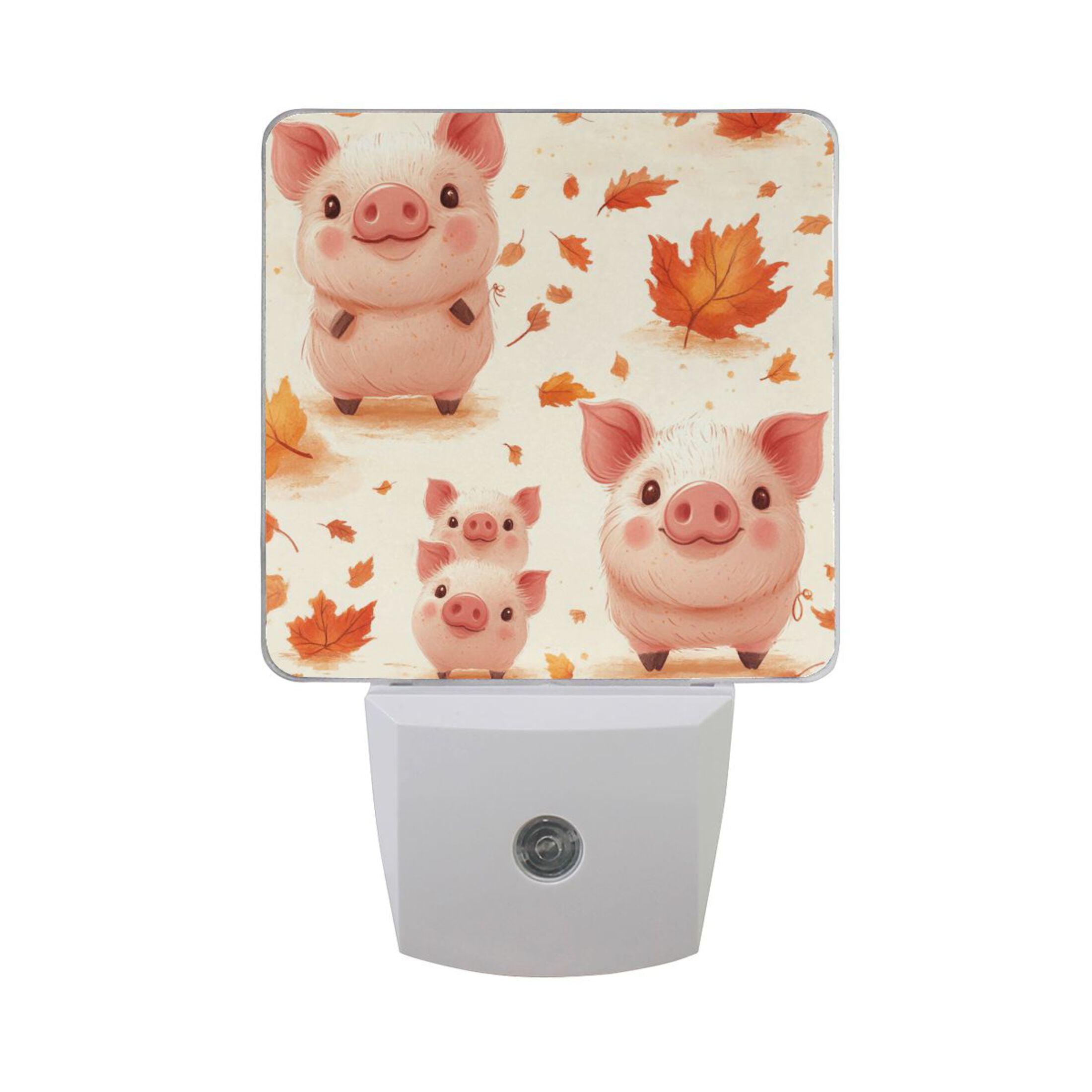 Lovely Pig and Leaf Night Light 2 Pack LED Nightlight Plug into Wall ...
