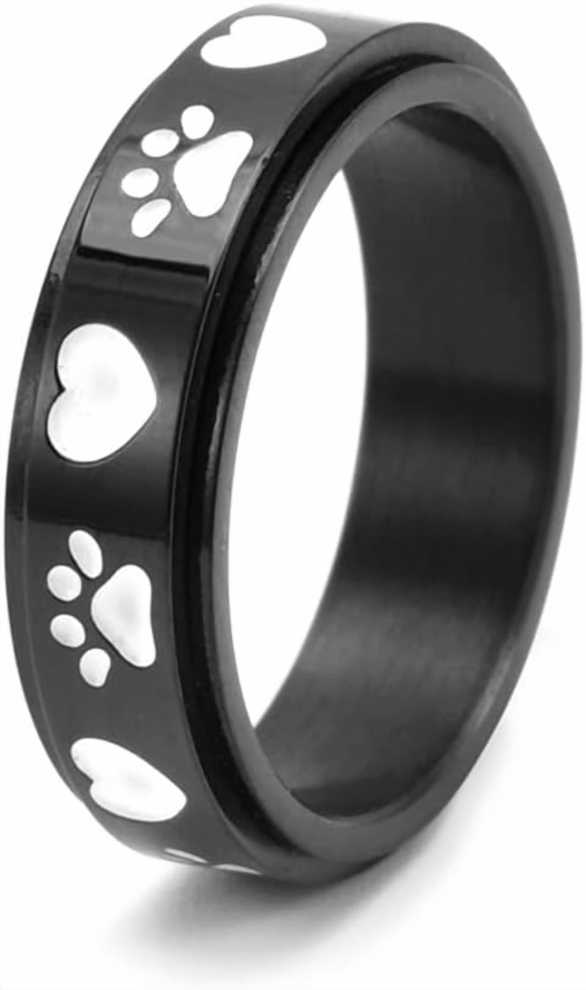 Lovely Puppy Paw Print Rotatable Titanium Stainless Steel Fidget Band ...