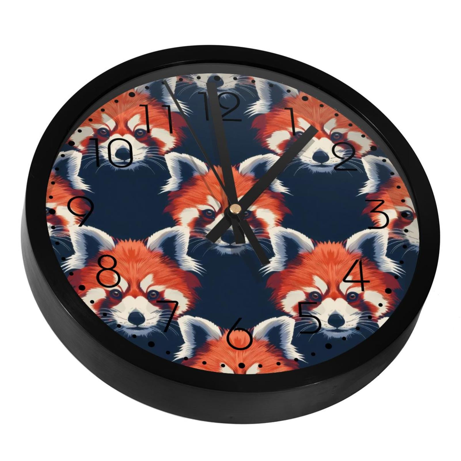 Lovely Red Panda Animal Silent Wall Clock, Non Ticking Battery Operated ...