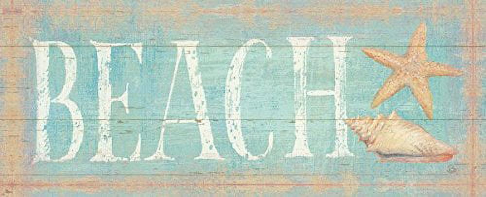 Lovely Rustic-Style 'Beach' Paper Sign by Daphne Brissonnet; Coastal ...