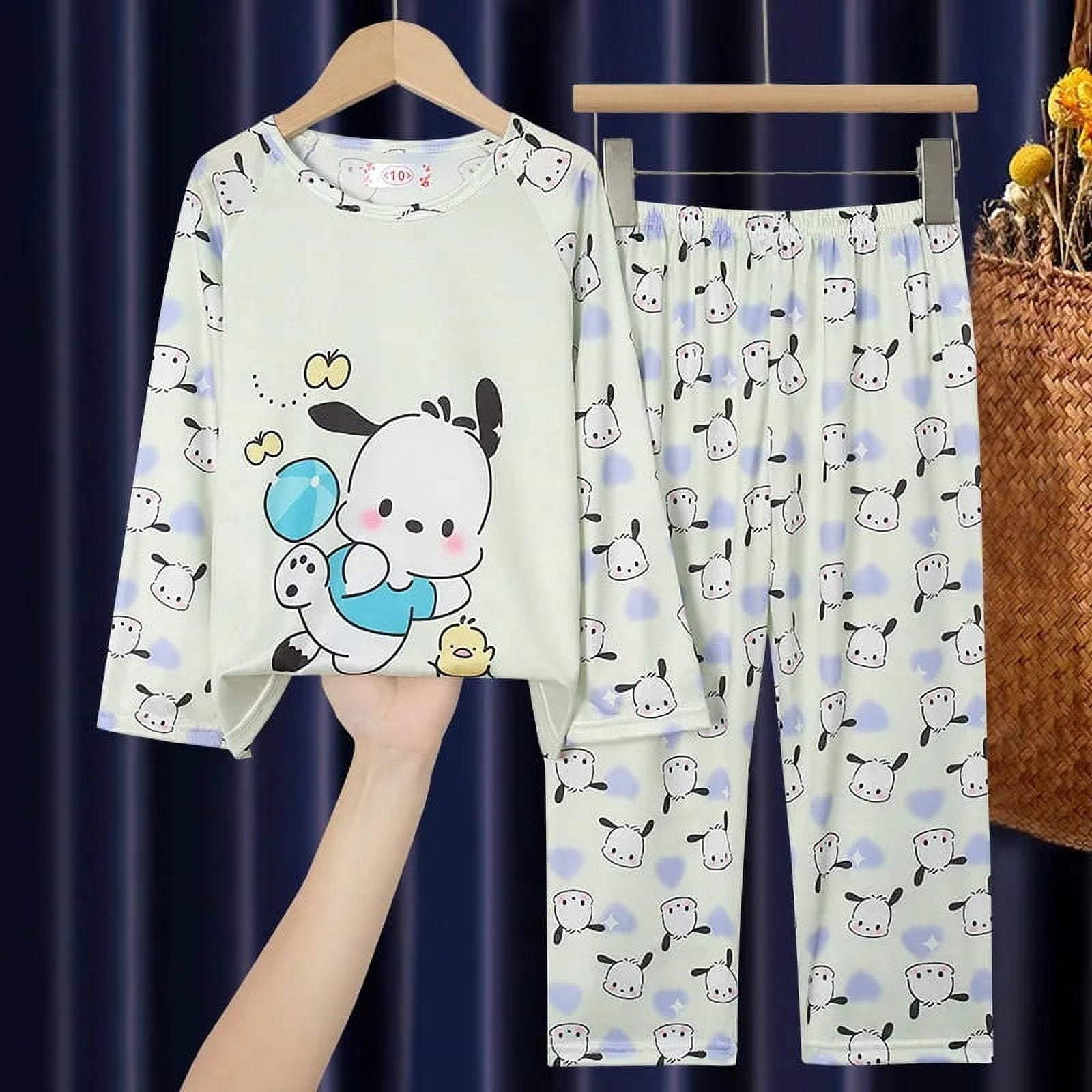 Lovely Sanrio Children Pajamas Set Anime Hello Kitty Cinnamoroll Thin ...
