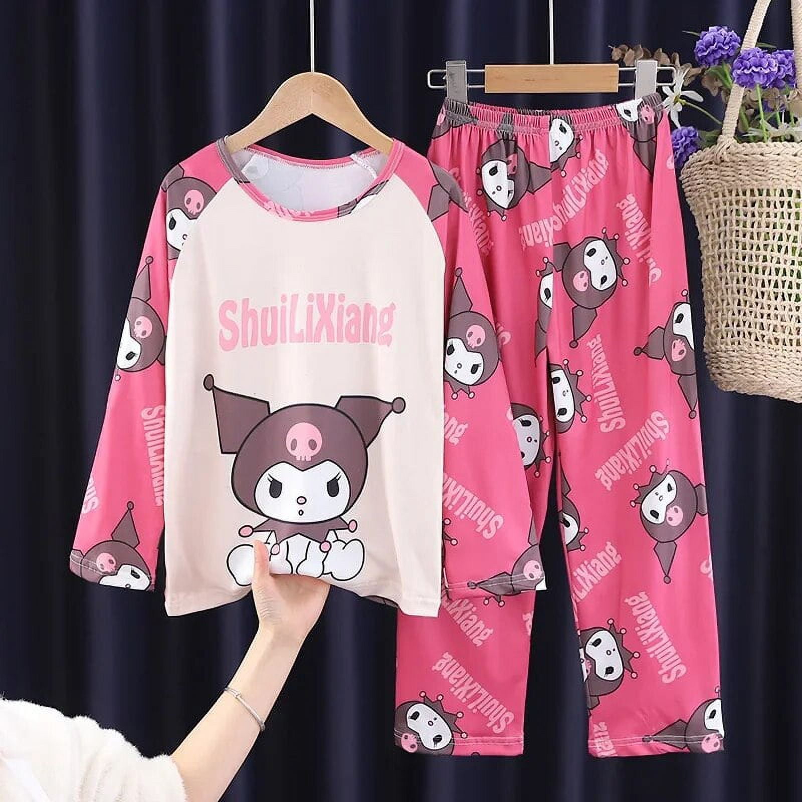 Lovely Sanrio Girls Pajamas Set Kawaii Cartoon Kuromi Cinnamoroll My ...