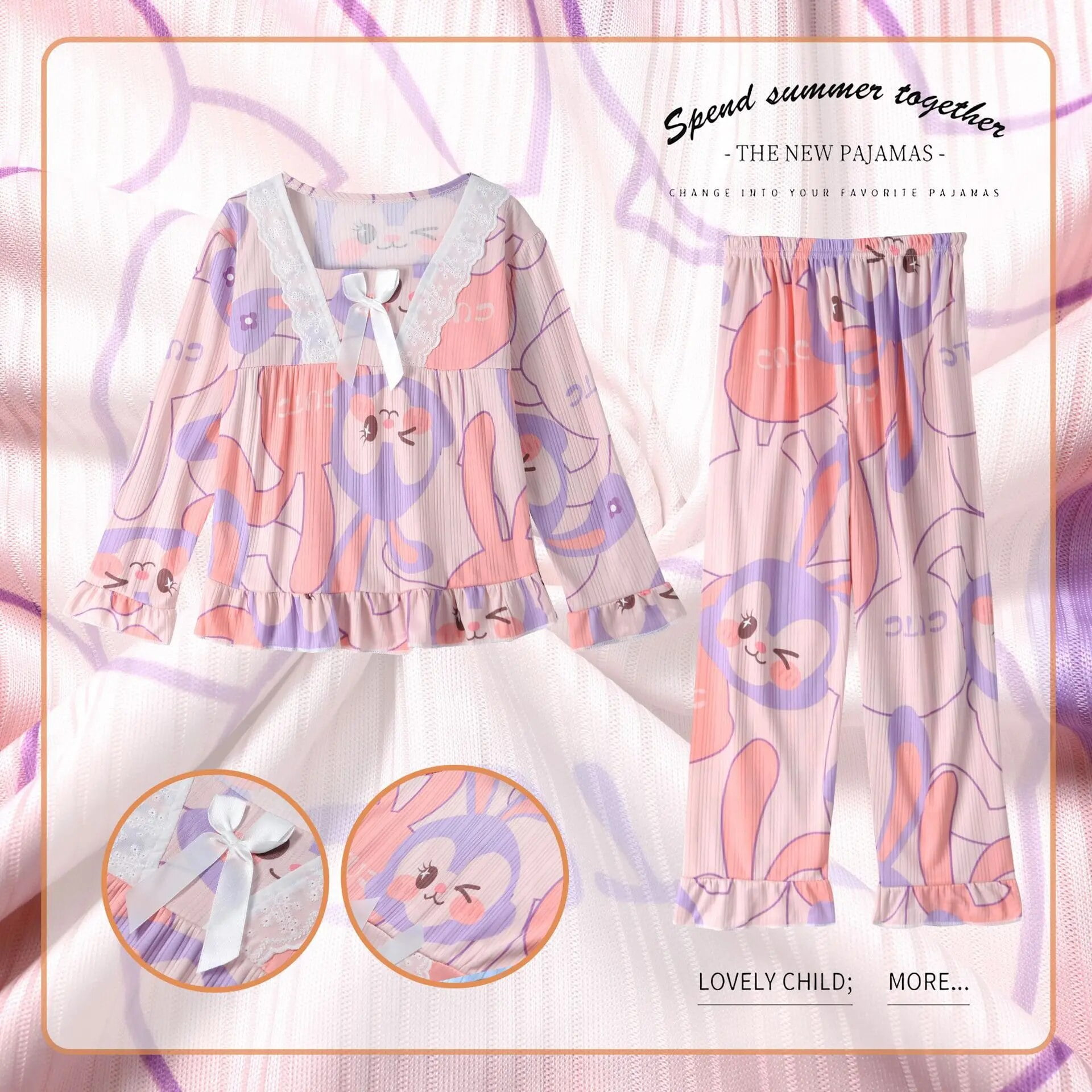 Lovely Sanrio Print Pajamas Cartoon Hello Kitty My Melody Kuromi ...