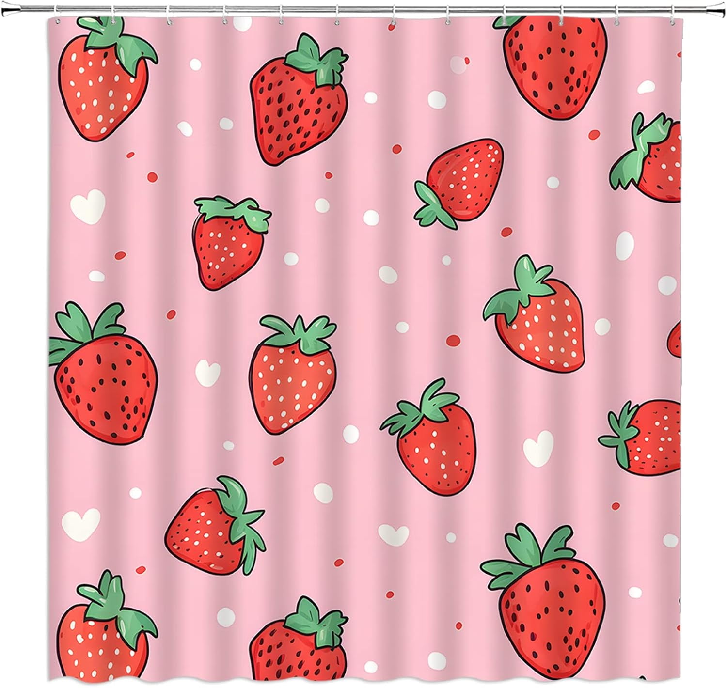 Lovely Strawberry Shower Curtain Pink Cute Summer Tropical Sweet Fruit ...
