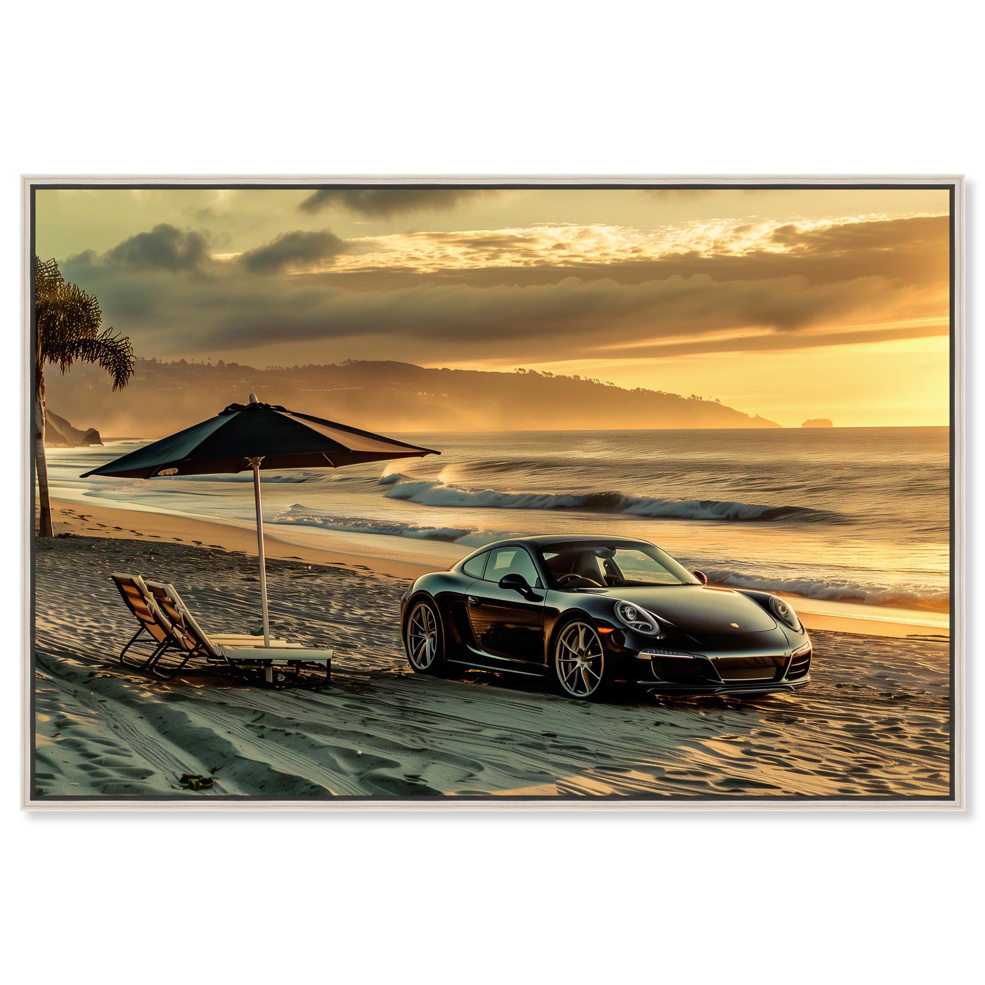 Lovely Sunset Beach Drive Canvas Mancave Art by Art Remedy, Silver ...