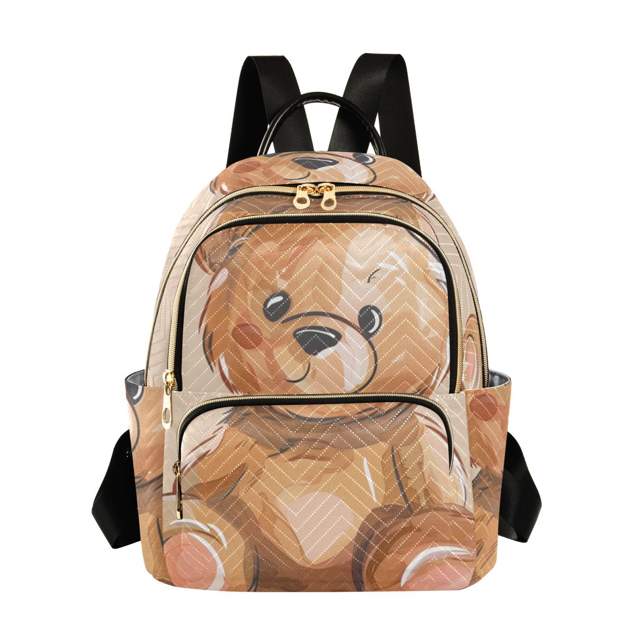 Lovely Teddy Bear Watercolor Quilted Backpack Fashion Daypack Commuter ...