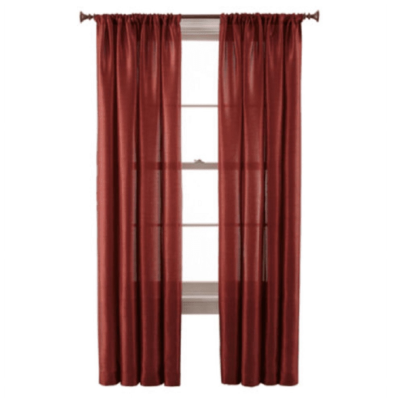 Lovely elegant 2pc MR2 brick curtain semi sheer voile with rod pocket ...