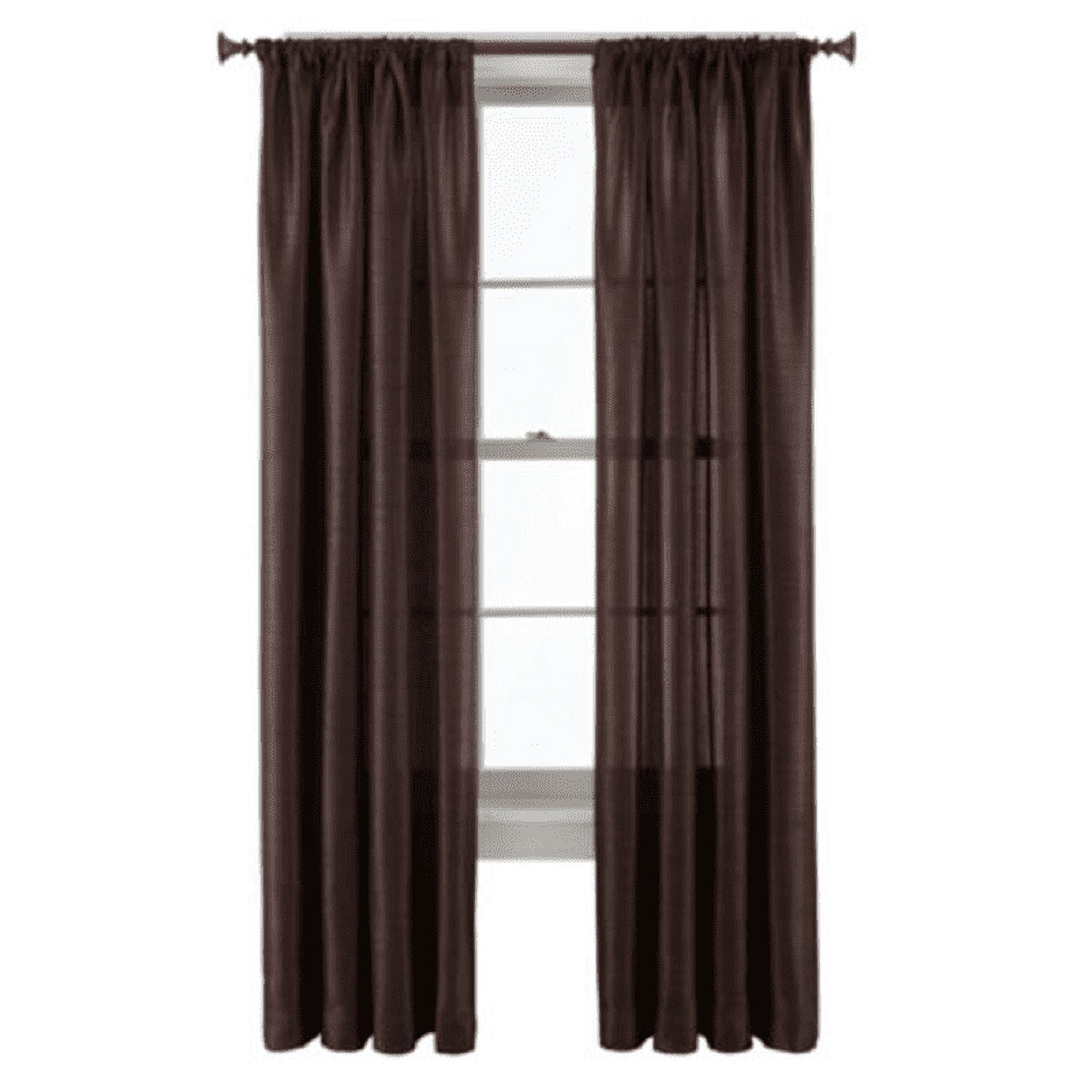 Lovely elegant 2pc MR2 brown curtain semi sheer voile with rod pocket ...