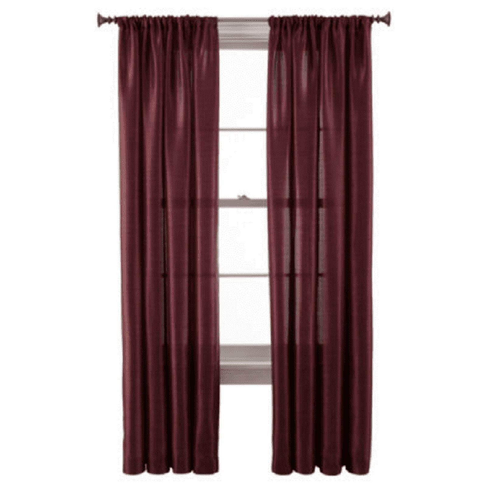 Lovely elegant 2pc MR2 burgundy curtain semi sheer voile with rod ...