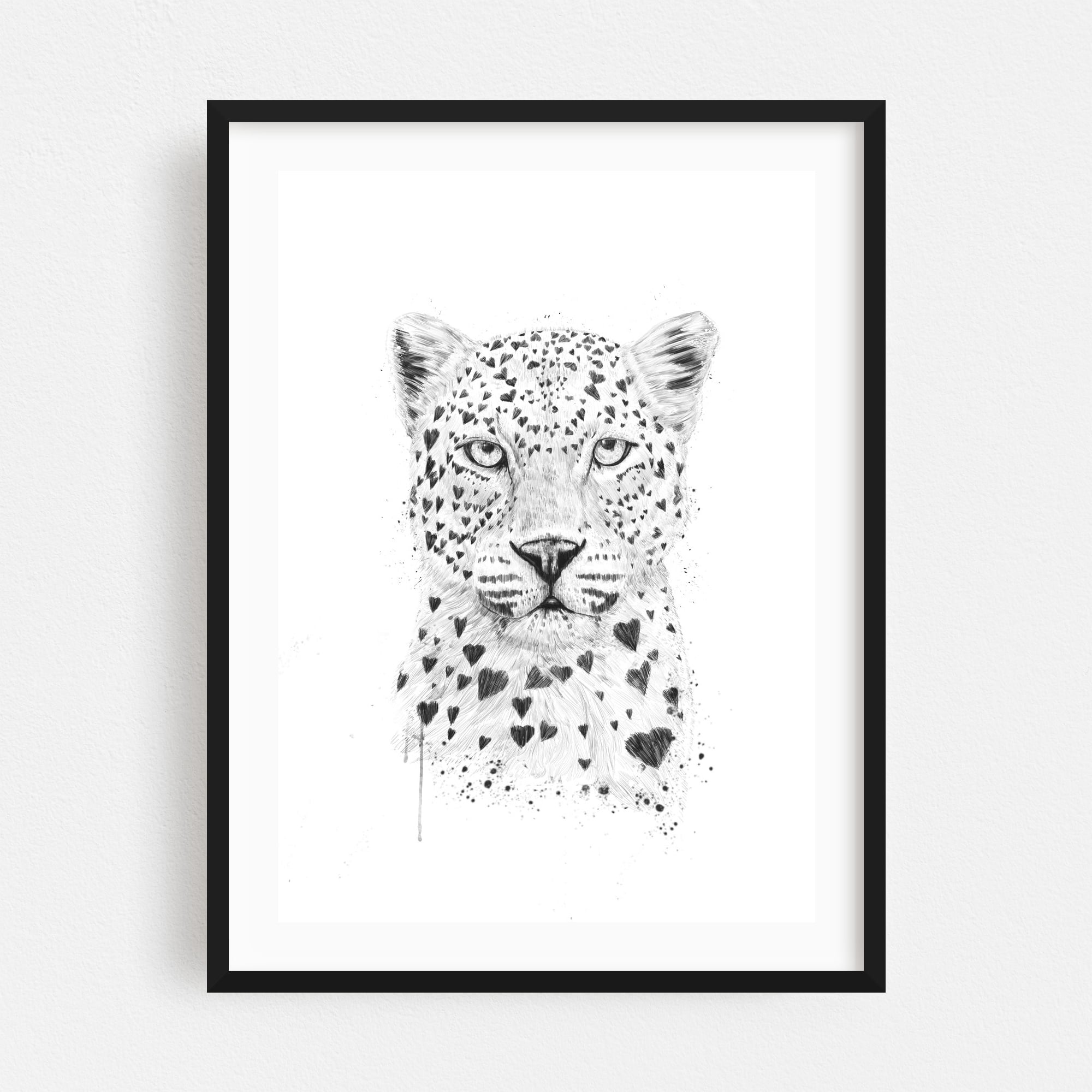 Lovely leopard - Illustration Animal Wildlife Sketch Black and White ...