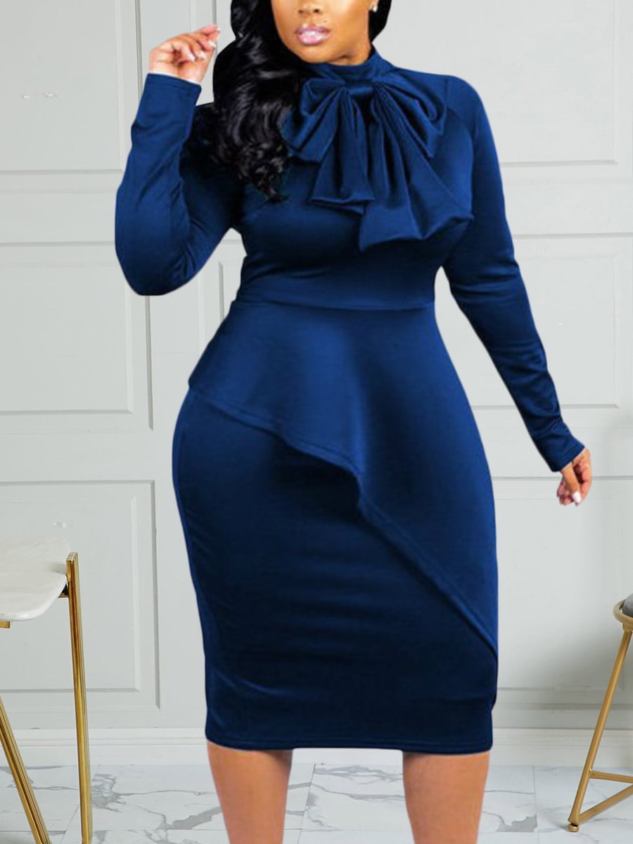 Lovelywholesale Women s Plus Size Club Party Midi Dress Bow tie Bodycon Dress Walmart