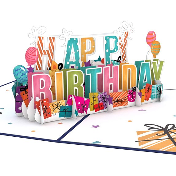 Lovepop Happy Birthday Pop Up 3D Greeting Card, 5"x 7", Envelope ...