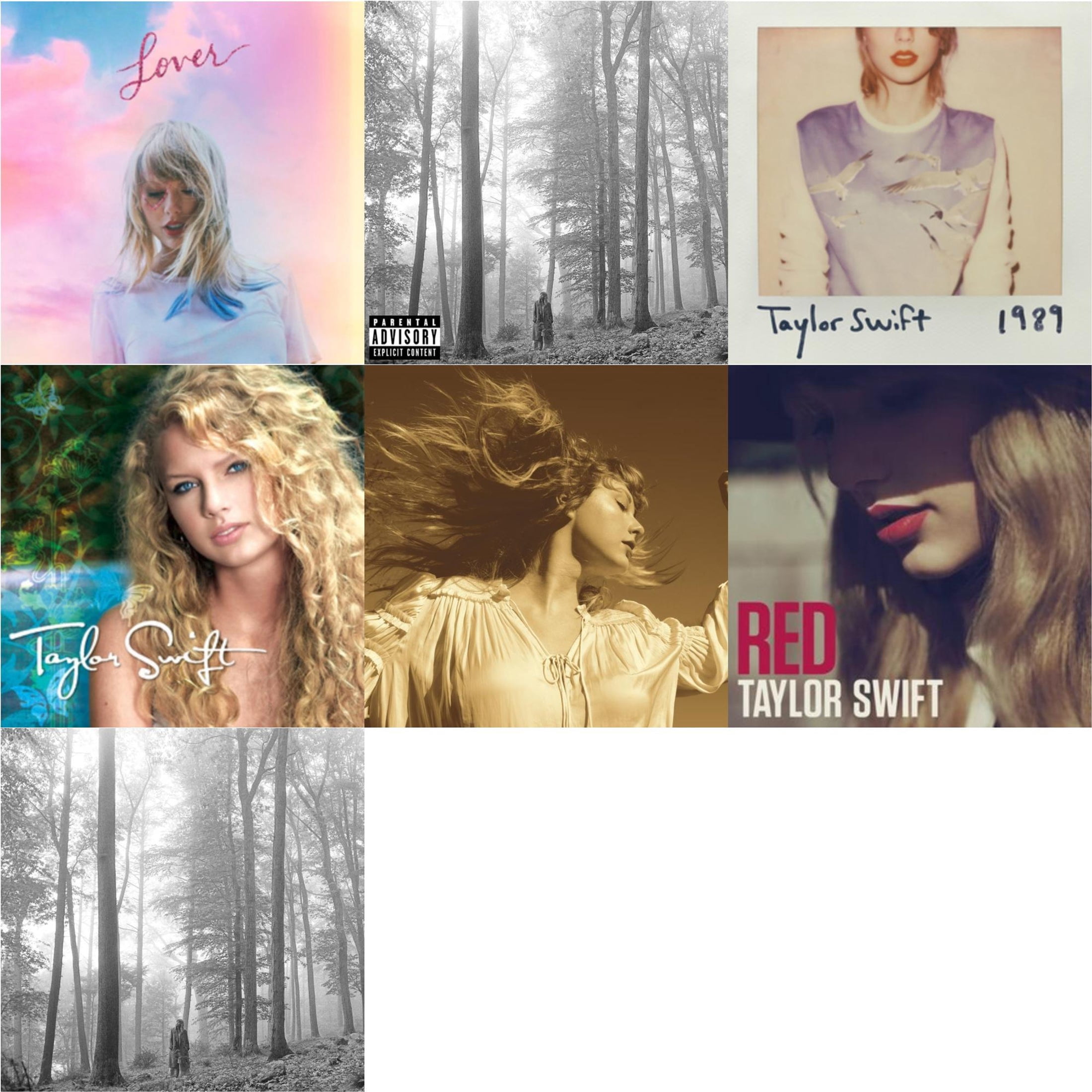 Lover & Folklore (X) & 1989 & Taylor Swift & Fearless (Taylor's Version ...