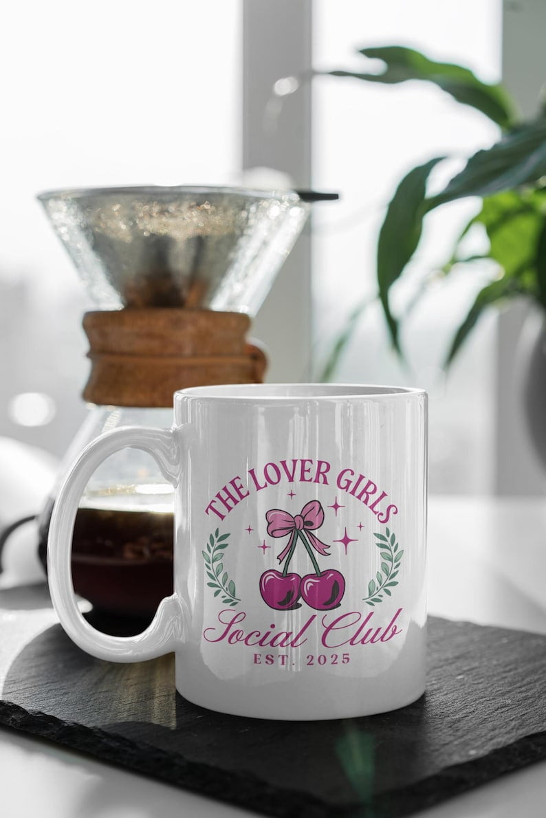 Lover Gir1ls S1ocial Club Mug R Pink Floral Coffee Cup Cute Aesthetic ...