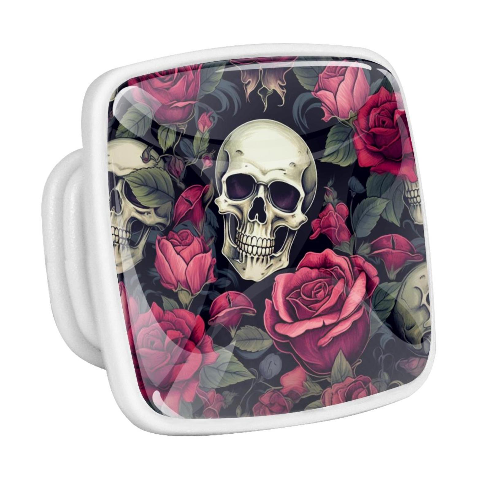 Lover Skulls Fluorescent Drawer Pulls with Screws Square 4-Pack Glow ...