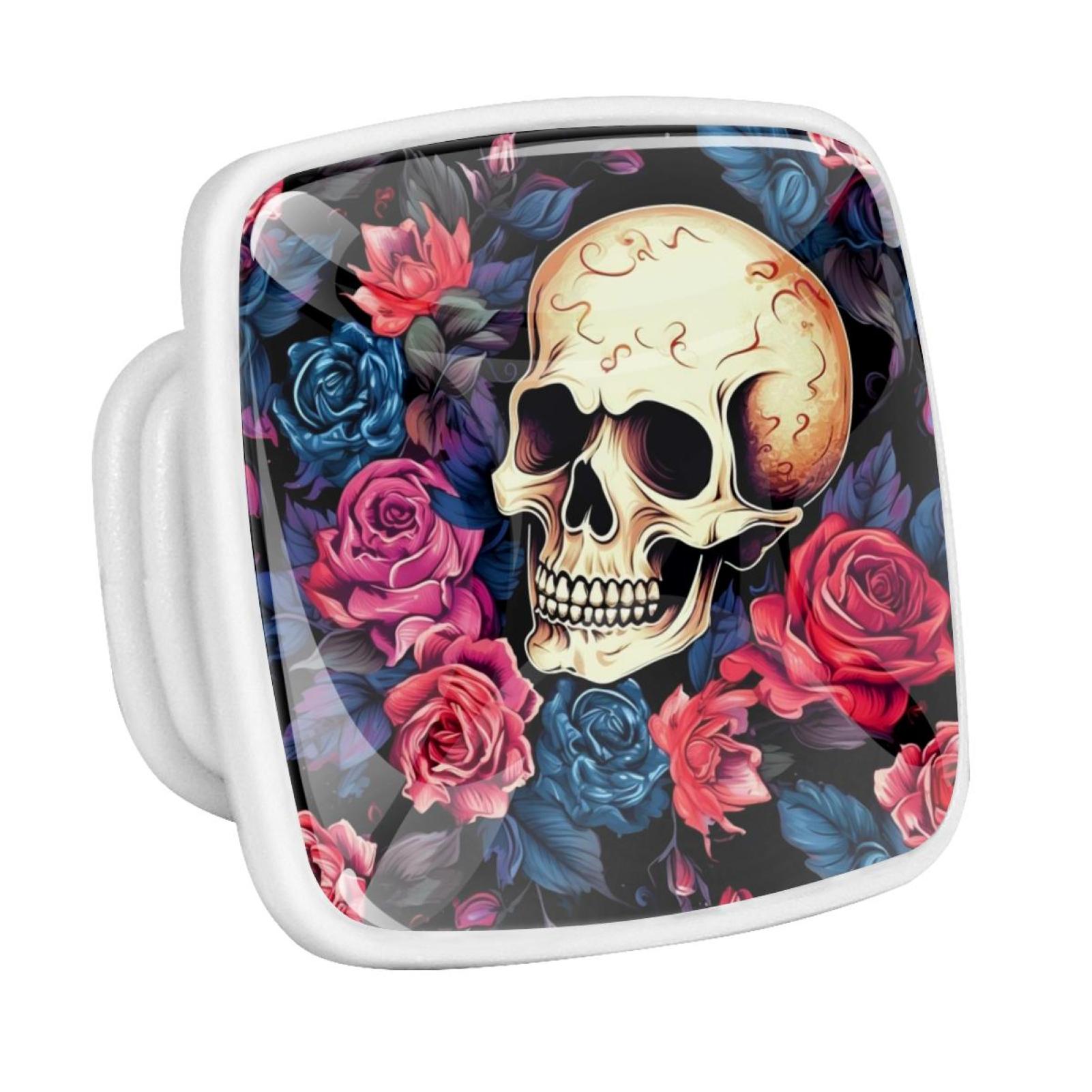 Lover Skulls Fluorescent Drawer Pulls with Screws Square 4-Pack Glow ...