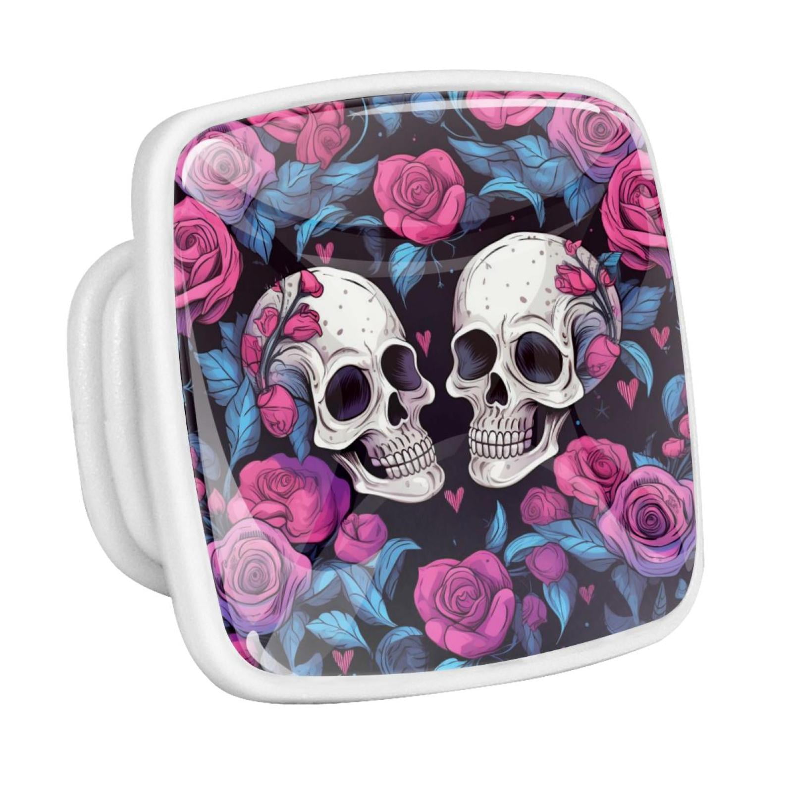 Lover Skulls Fluorescent Drawer Pulls with Screws Square 4-Pack Glow ...