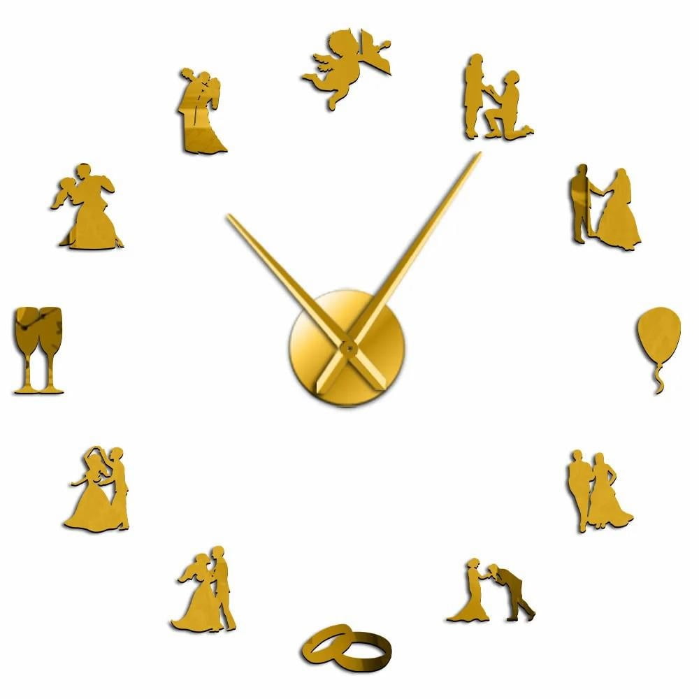 Lovers Couple Engaged Wedding Party Silhouette Frameless Wall Clock ...