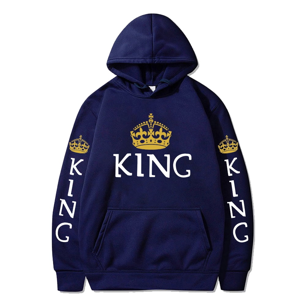 Lovers Couples Hoodies King and Queen Print Long Sleeve Streetwear ...