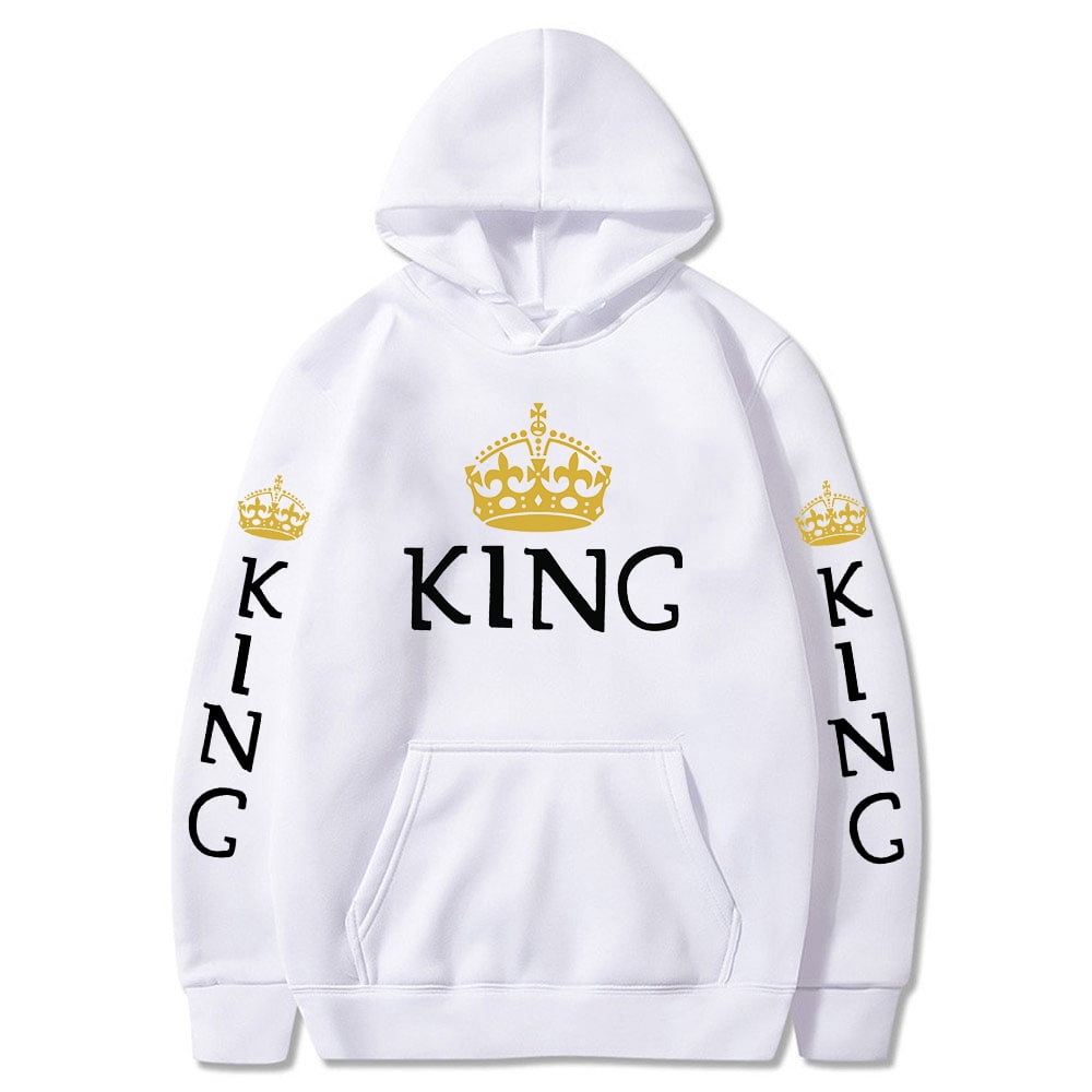 Lovers Couples Hoodies King and Queen Print Long Sleeve Streetwear ...