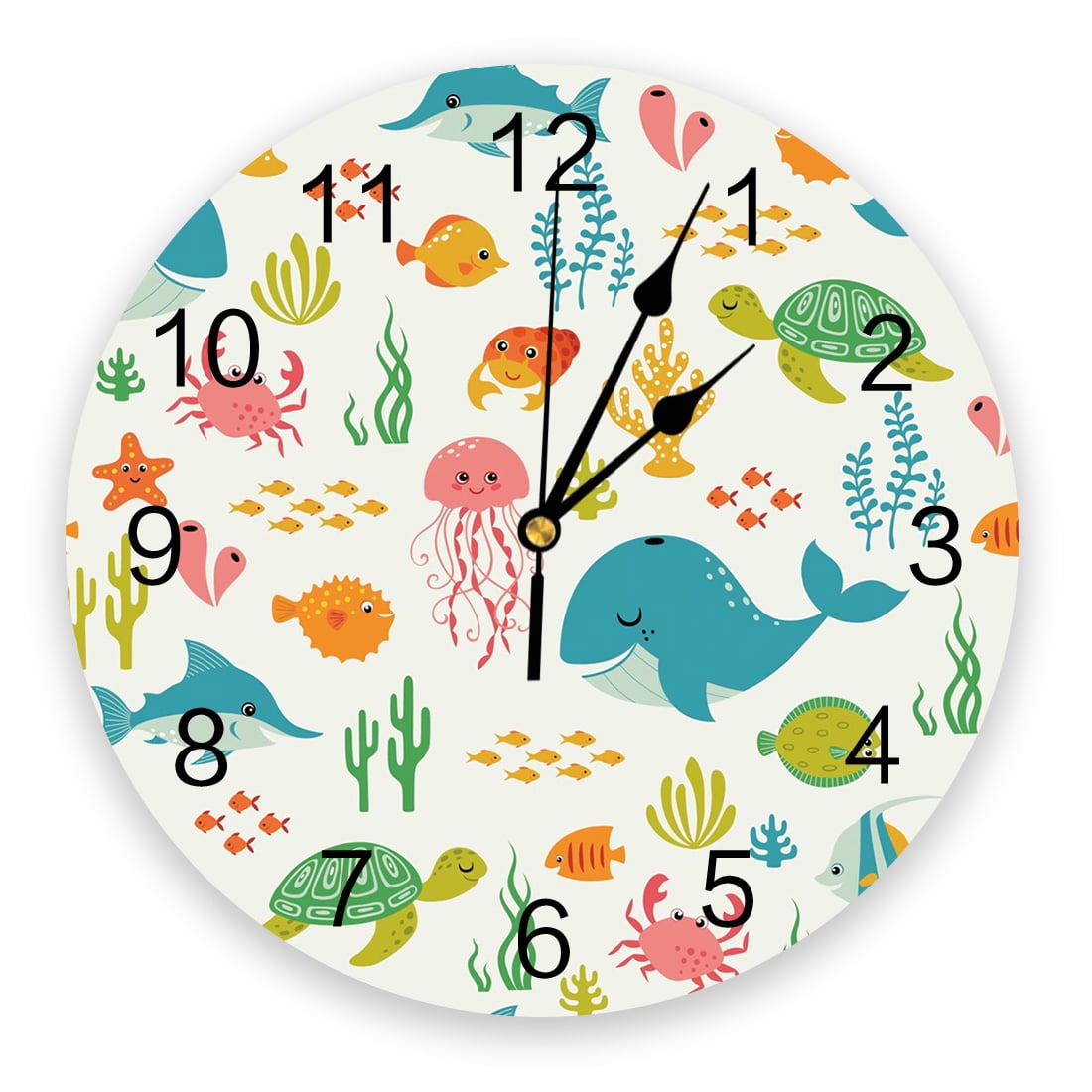 Lovers Dolphin Underwater Sea Round Wall Clock for Home r Living Room ...