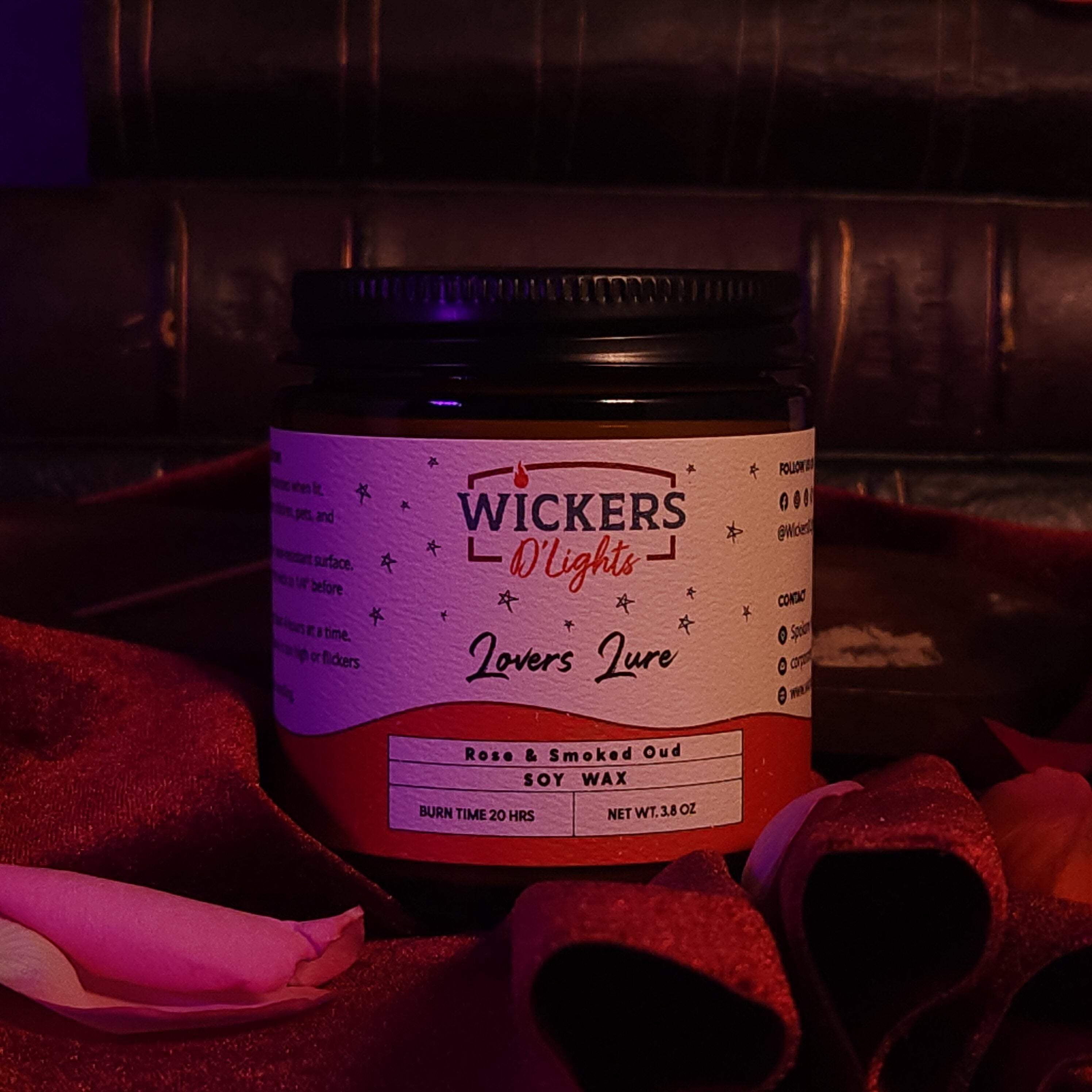 Lovers Lure Soy Candle - Smoked Oud & Rose Scent | Floral Romance ...