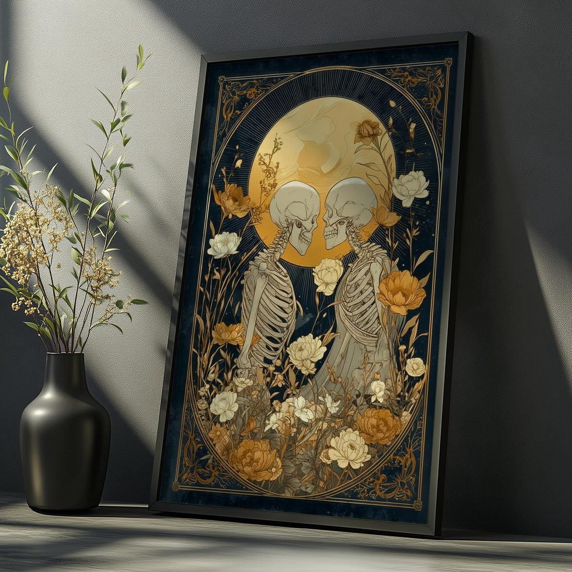 Lovers Skeleton Tarot Wall Art Print - Walmart.com