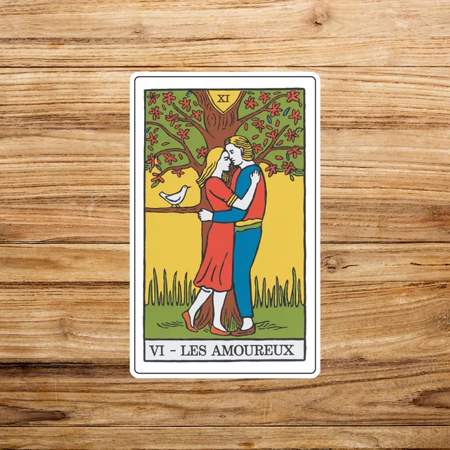 Lovers Tarot Card Art Print - Vibrant Colorful Romantic Couple ...