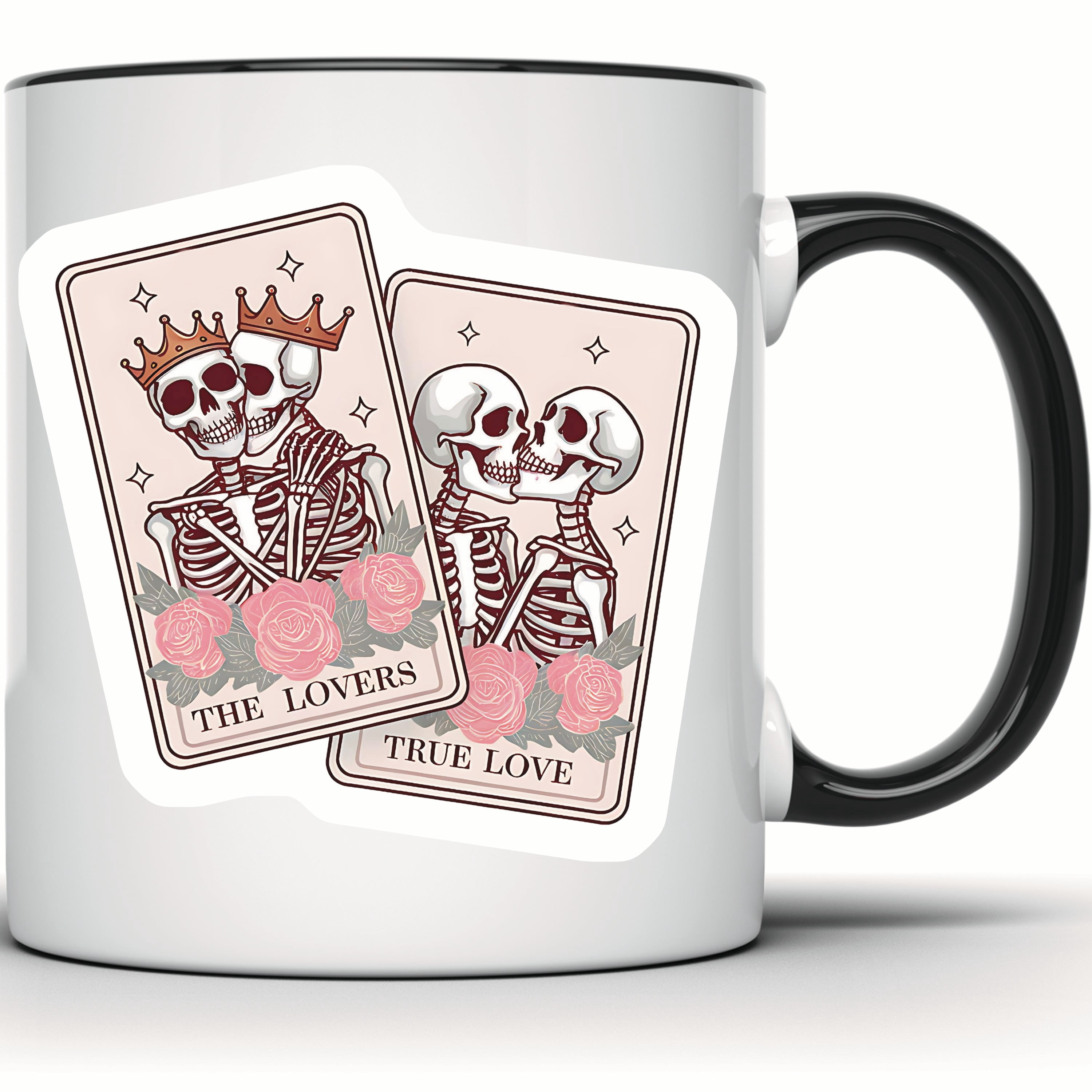 Lovers Tarot Card Mug - Gothic Skeleton True Love - Spooky Witch Skull ...