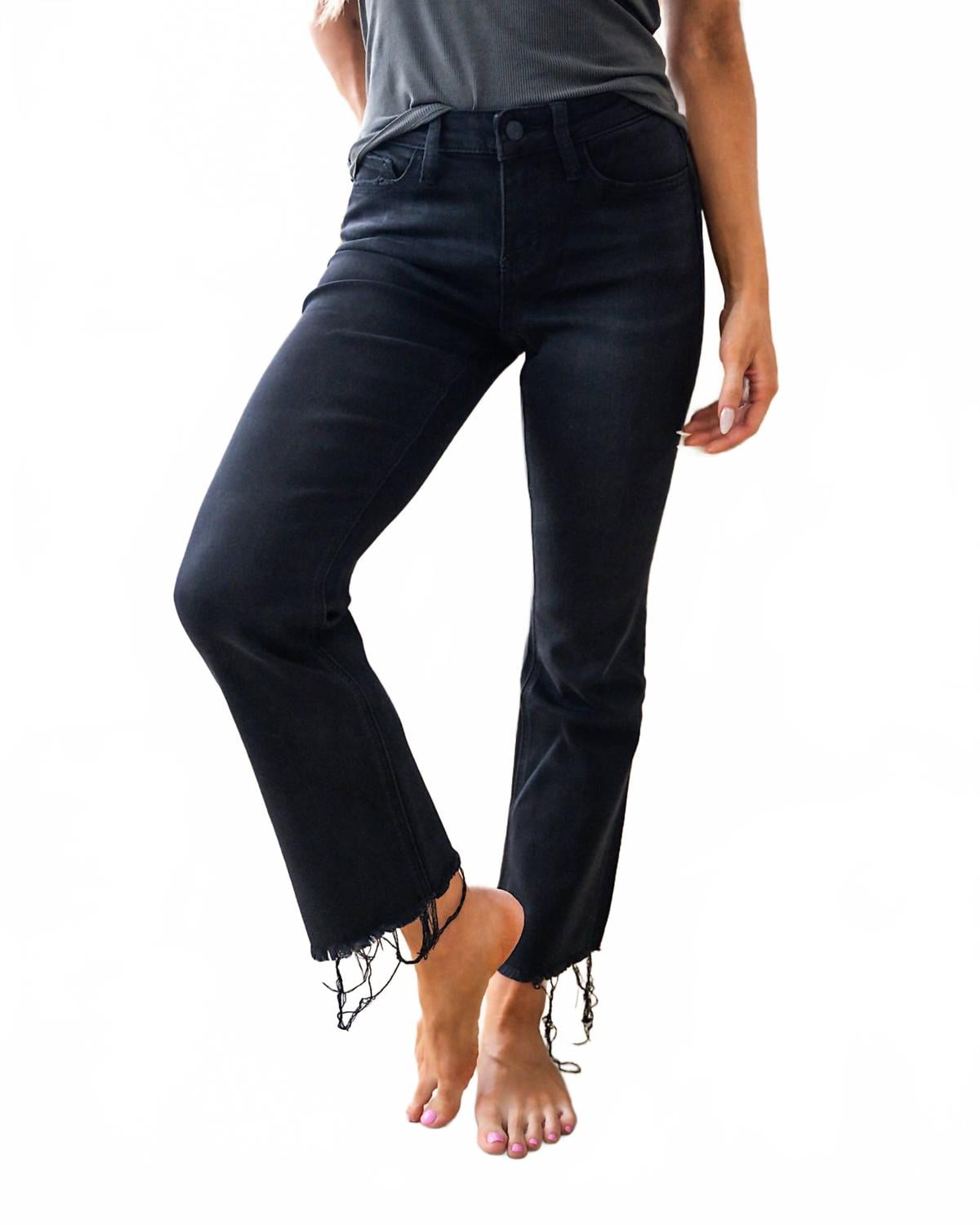 Lovervet Mid Rise Distressed Hem Crop Jean - Walmart.com