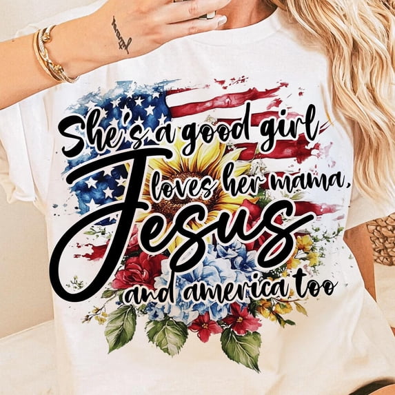 She Loves Jesus And America Too Shirt, Coquette Shirt, 4Th Of July ...