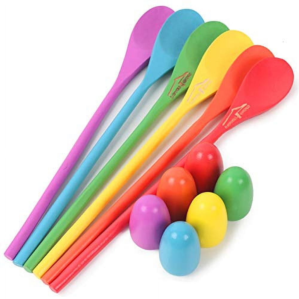 LovesTown 12 Pcs Egg Spoon Race Game Sets, Wooden Egg Balance Game ...