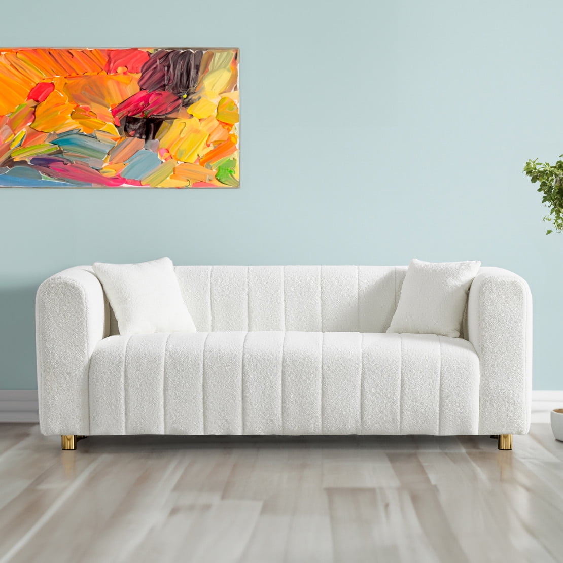 Loveseat Couch, 81.89" Velvet Large Modern Sofa with Gold Metal Legs, 3 ...