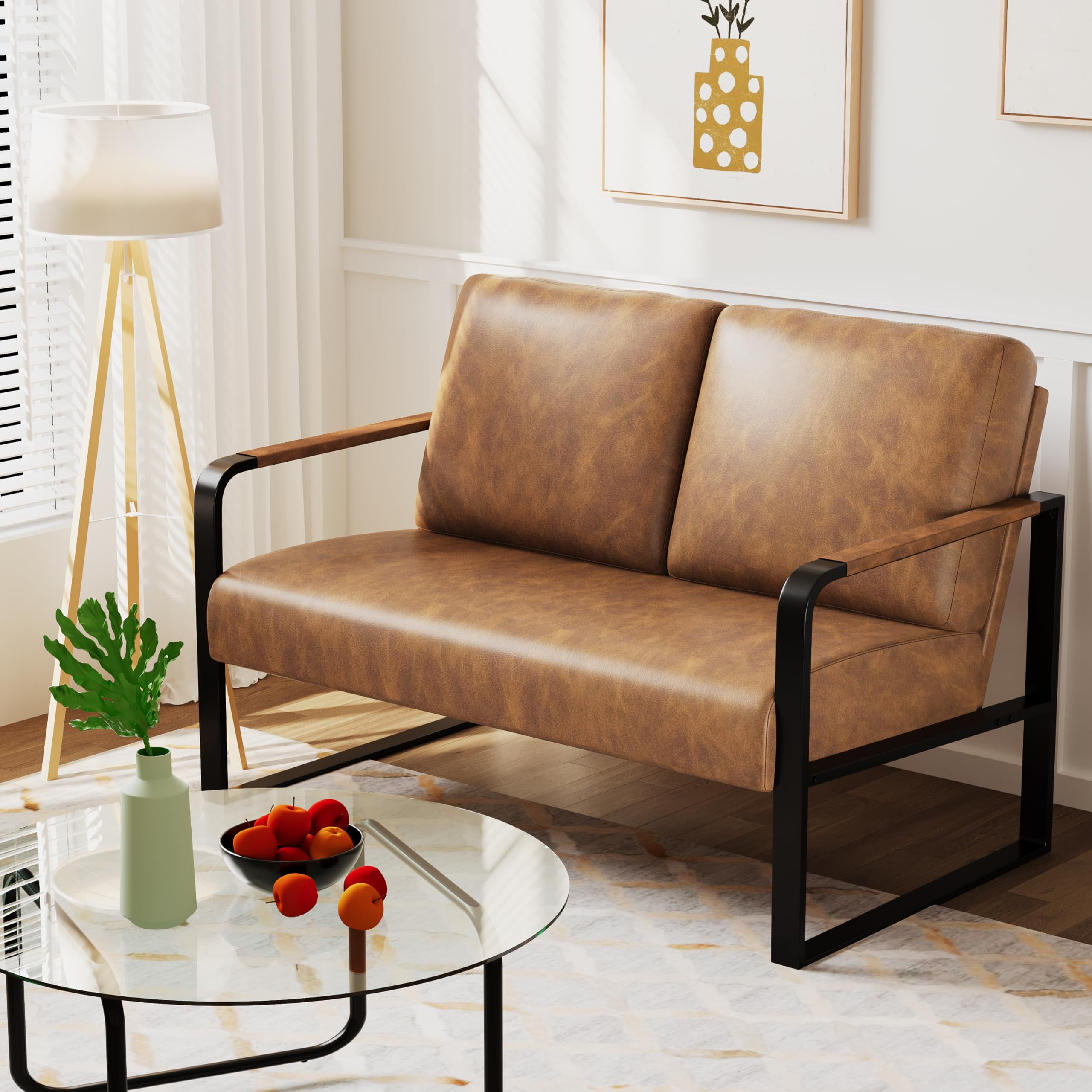 Loveseat Couch Bench Settee for Living Room, Upholstered Small Sofa ...