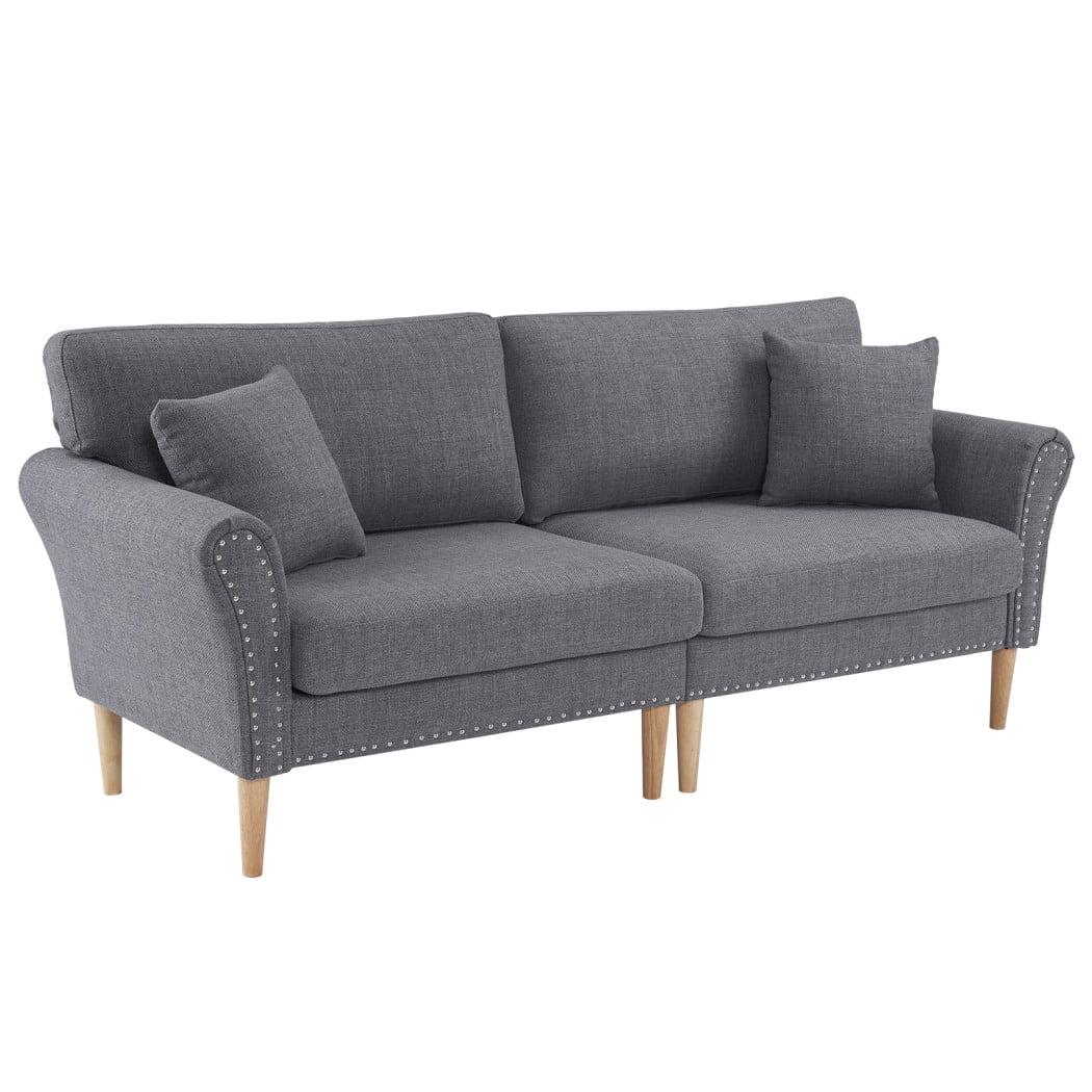 Loveseat Couch with Armrest and Solid Wood Legs, Cushion Double Sofa ...