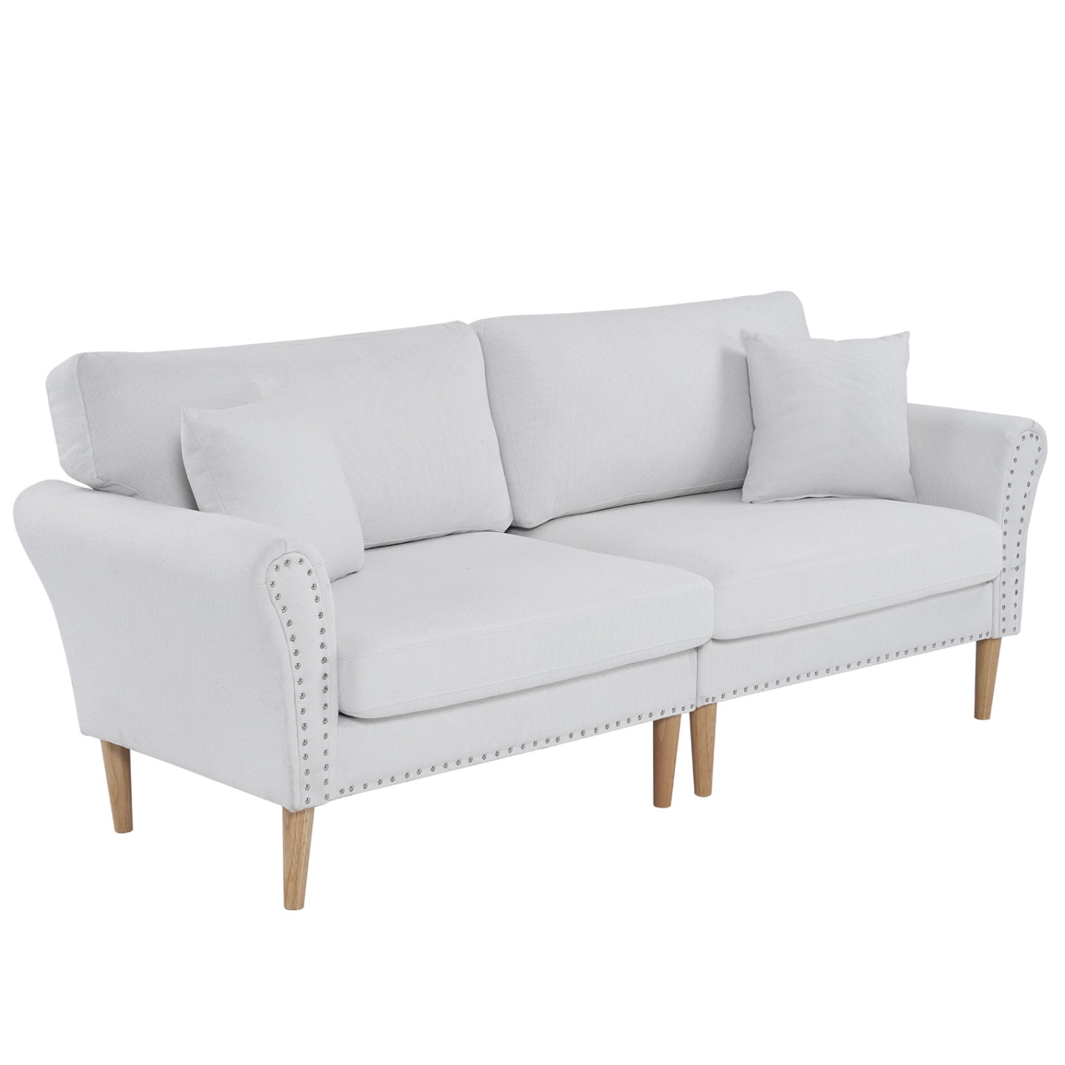 Loveseat Couch with Armrest and Solid Wood Legs, Cushion Double Sofa ...