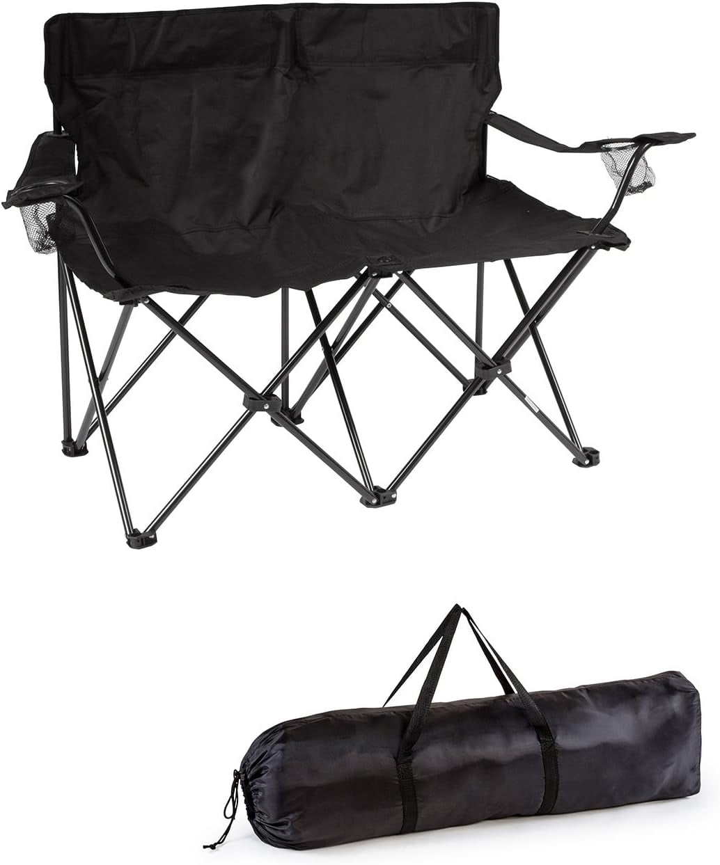 Loveseat Double Camp Chair with Steel Frame, Black - Walmart.com