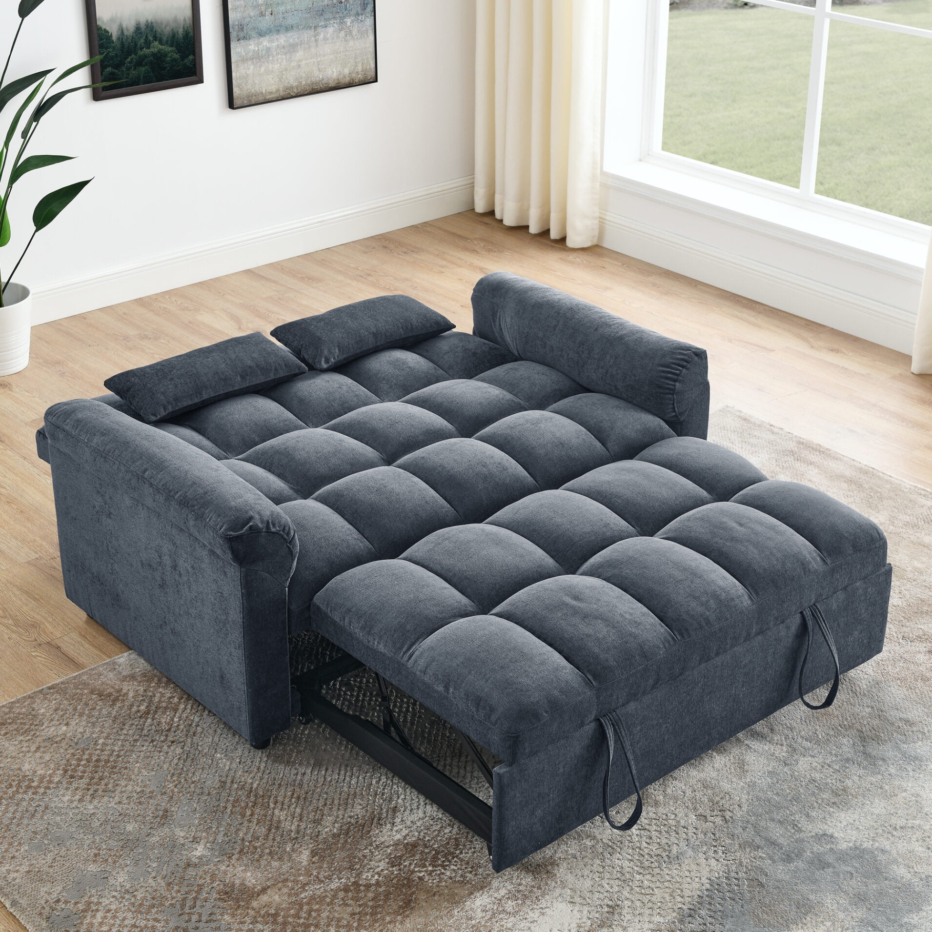 Loveseat Futon Sofa Bed 3-in-1 Convertible Pull Out Sleeper Couch Bed ...