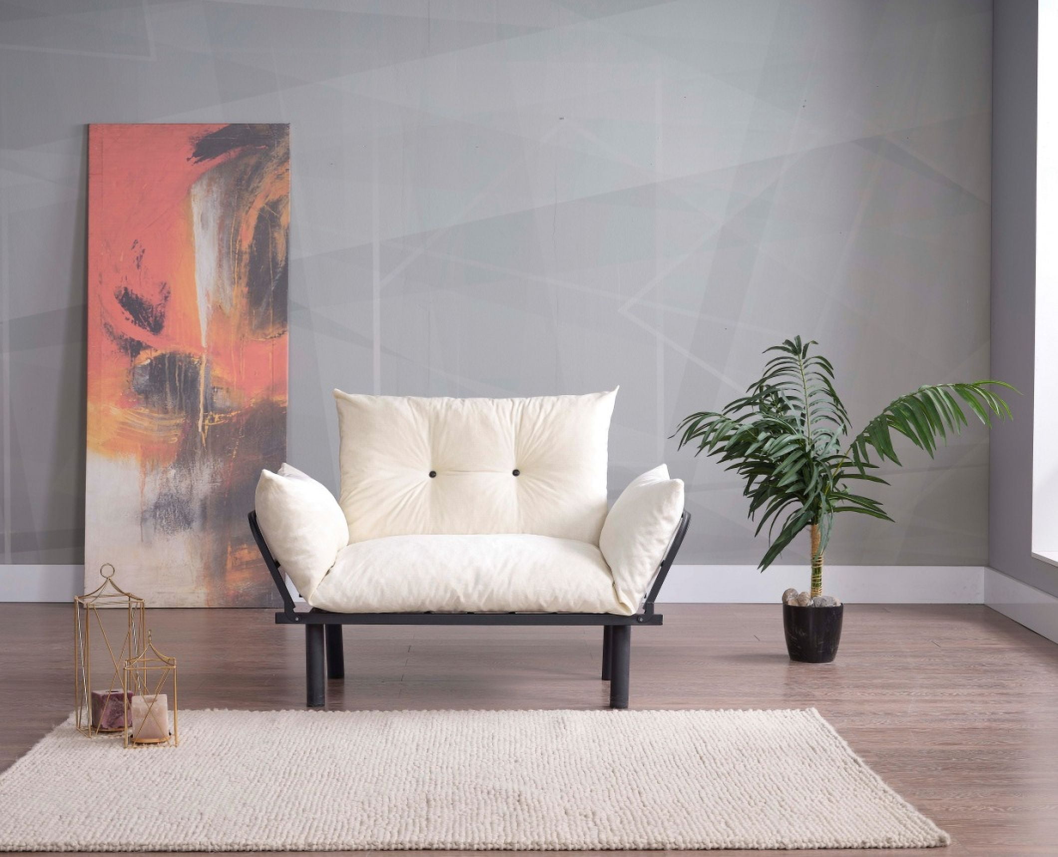 Loveseat with Metal Frame,Modern Small Couch with Tufted Upholstered ...
