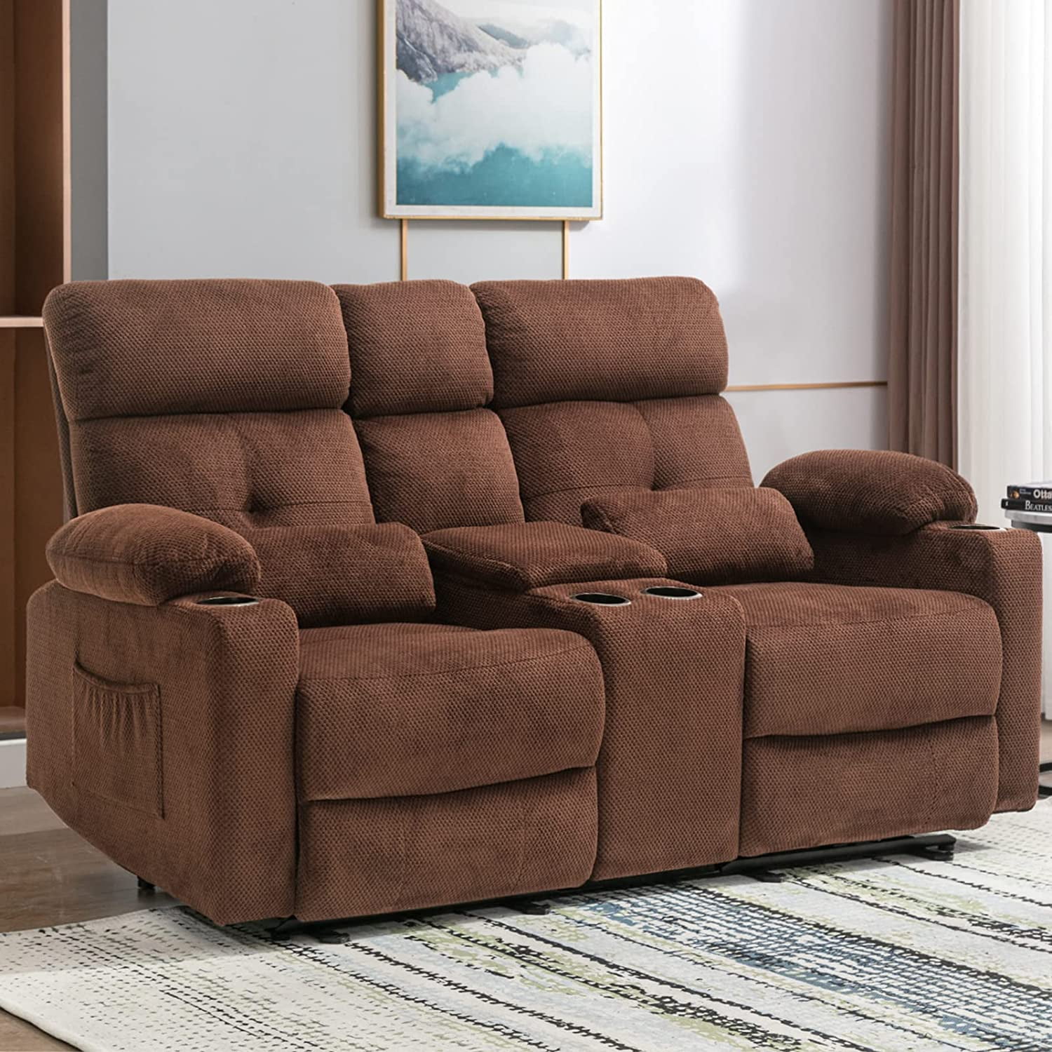 Dual Lift Loveseat Recliner with Heat, Massage, Lumbar Support, and ...