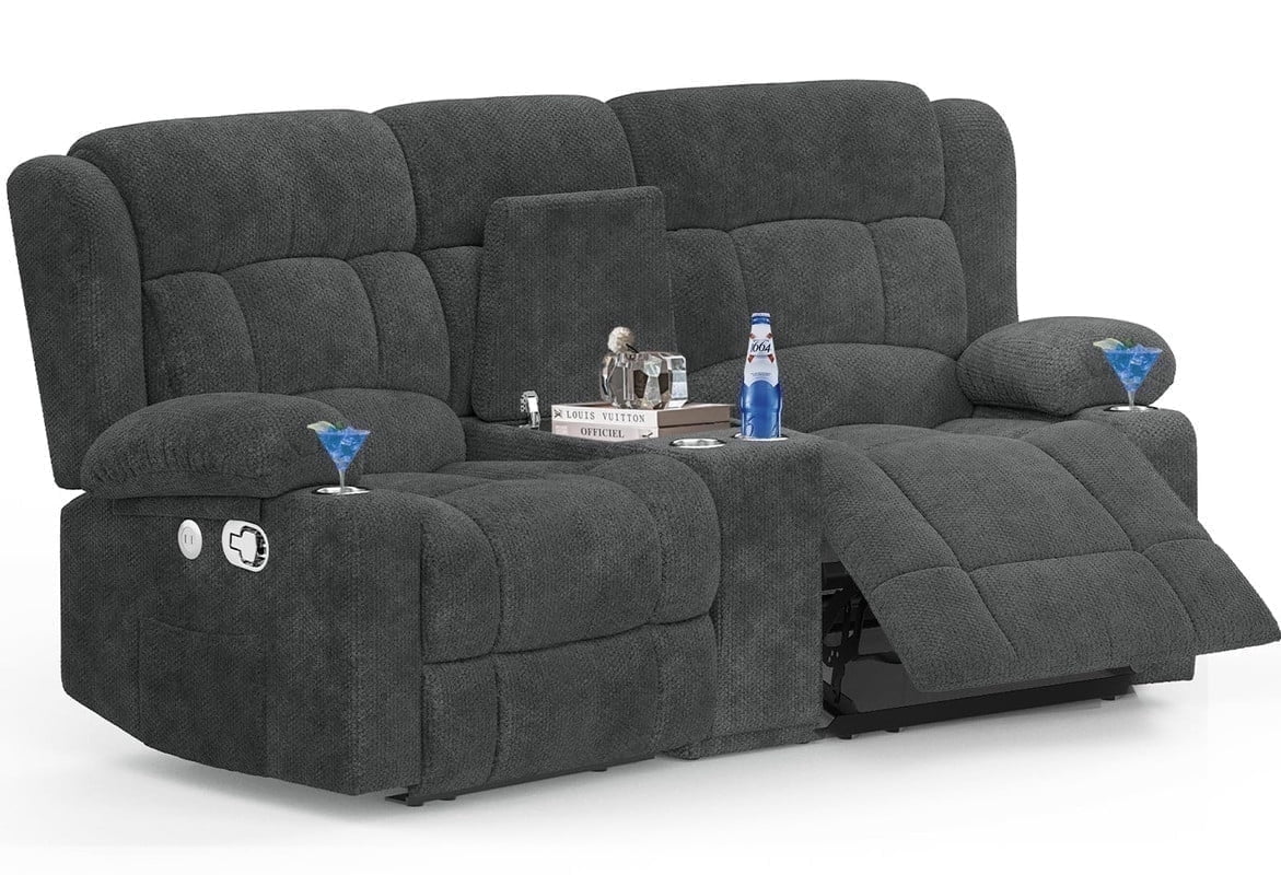 ODUMDUM Loveseat Recliner Sofa, Curved Sofa for Living Room, Reclining ...