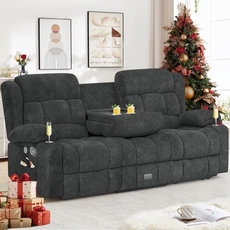 ODUMDUM Loveseat Recliner Sofa, Flip Middle Backrest Design 3 Seat ...