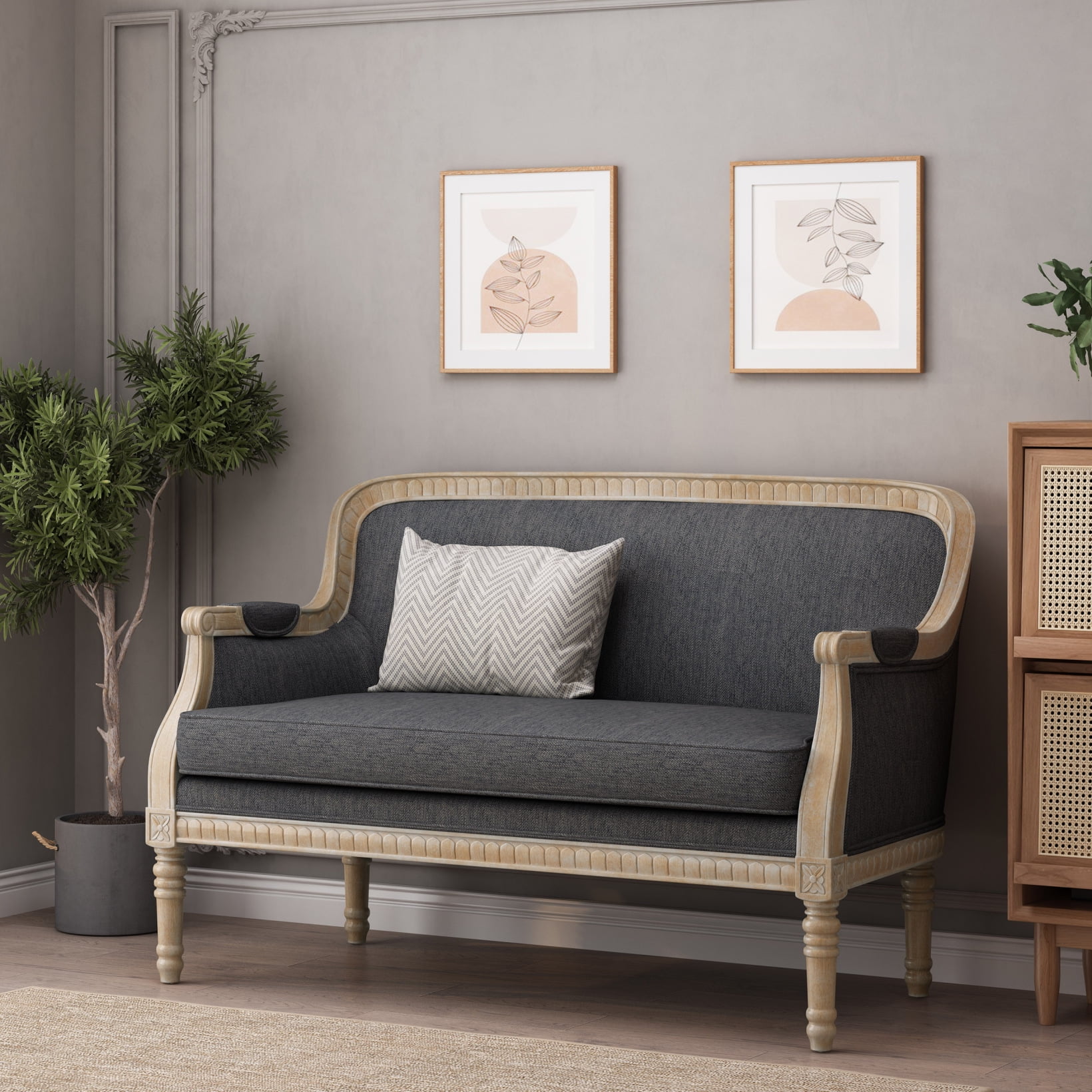 Loveseat Settee with Armrest, Upholstered Sofa Seat Charming Country ...