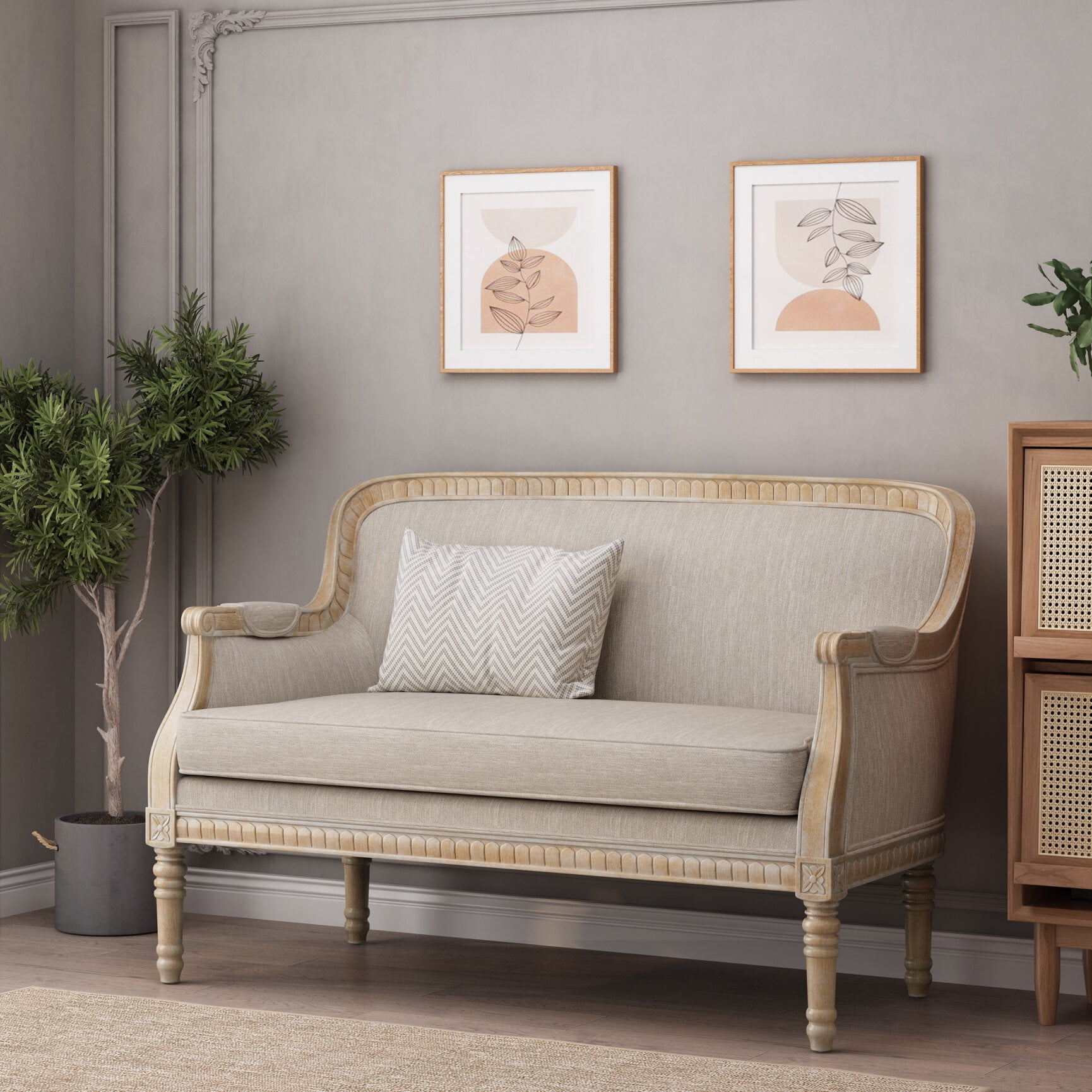Loveseat Settee with Armrest, Upholstered Sofa Seat Charming Country ...