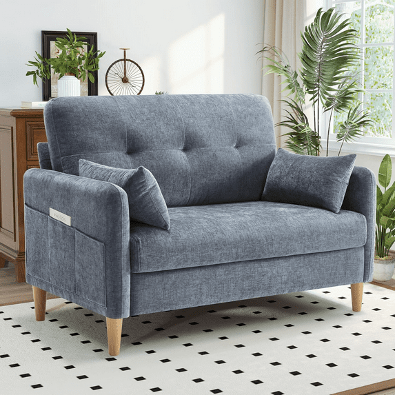 Loveseat Sofa 47\u201D Small Couch for Living Room Comfy Chenille ...